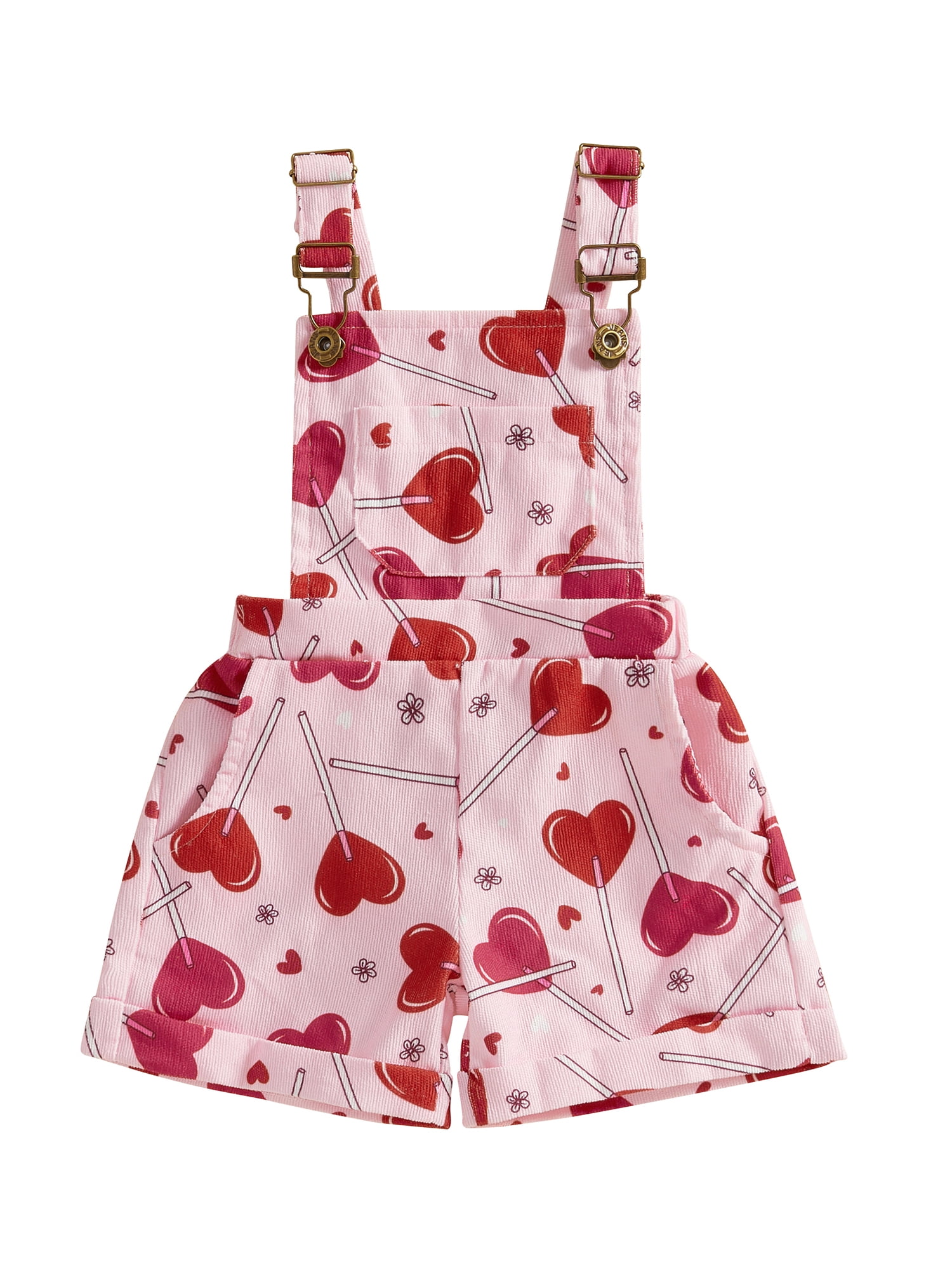 Suealasg Toddler Girl Valentine's Day Overalls Heart Print Adjustable Straps Jumpsuits 6M 1T 2T ...