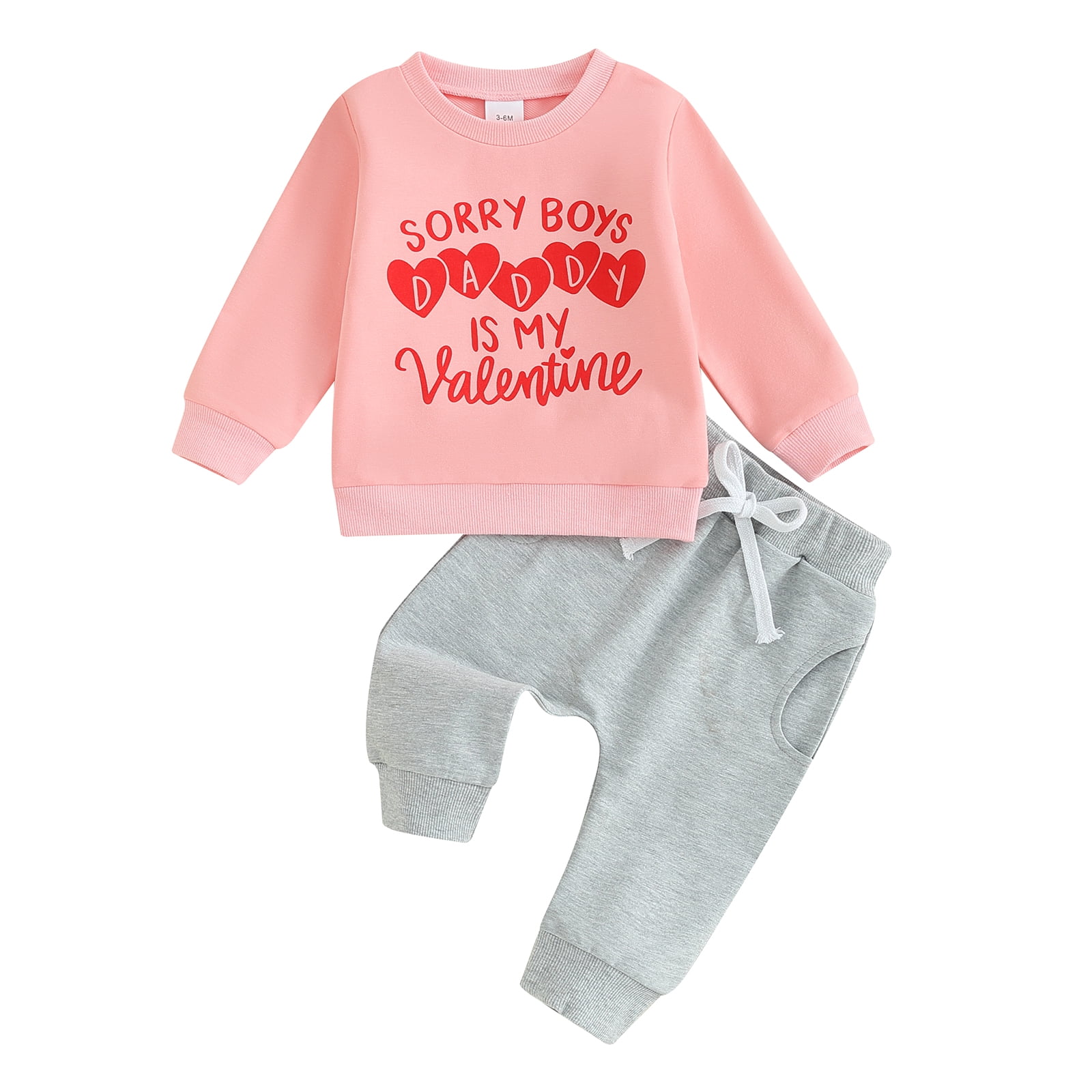Suealasg Toddler Girl Valentine's Day Sets Baby Girl Clothes Long Sleeve Sweatshirt + Pocket ...
