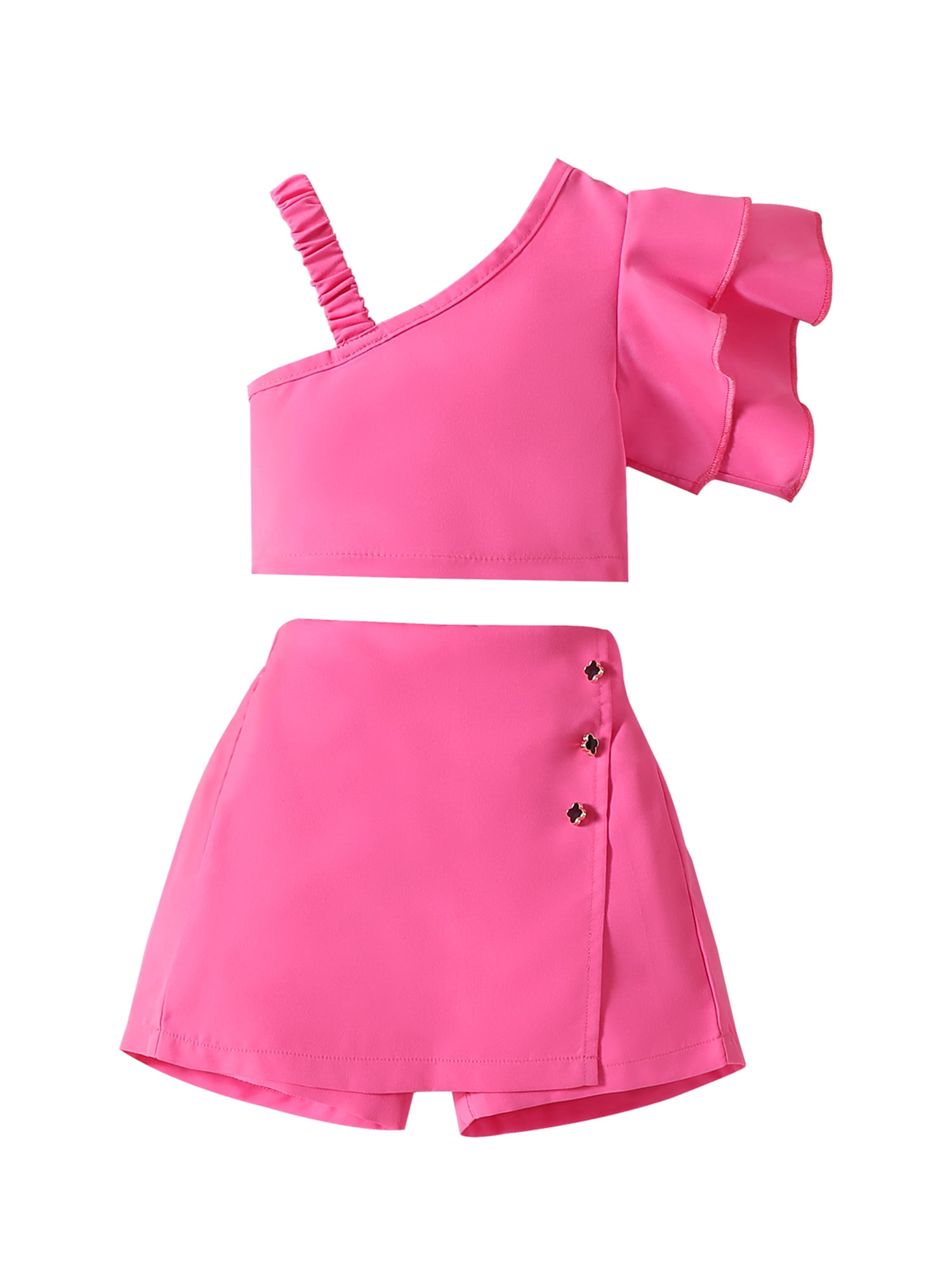 Suealasg Toddler Girls Clothes 2Pcs Kids Summer Outfit Set 1T 2T 3T 4T 5T 6T Asymmetric ...