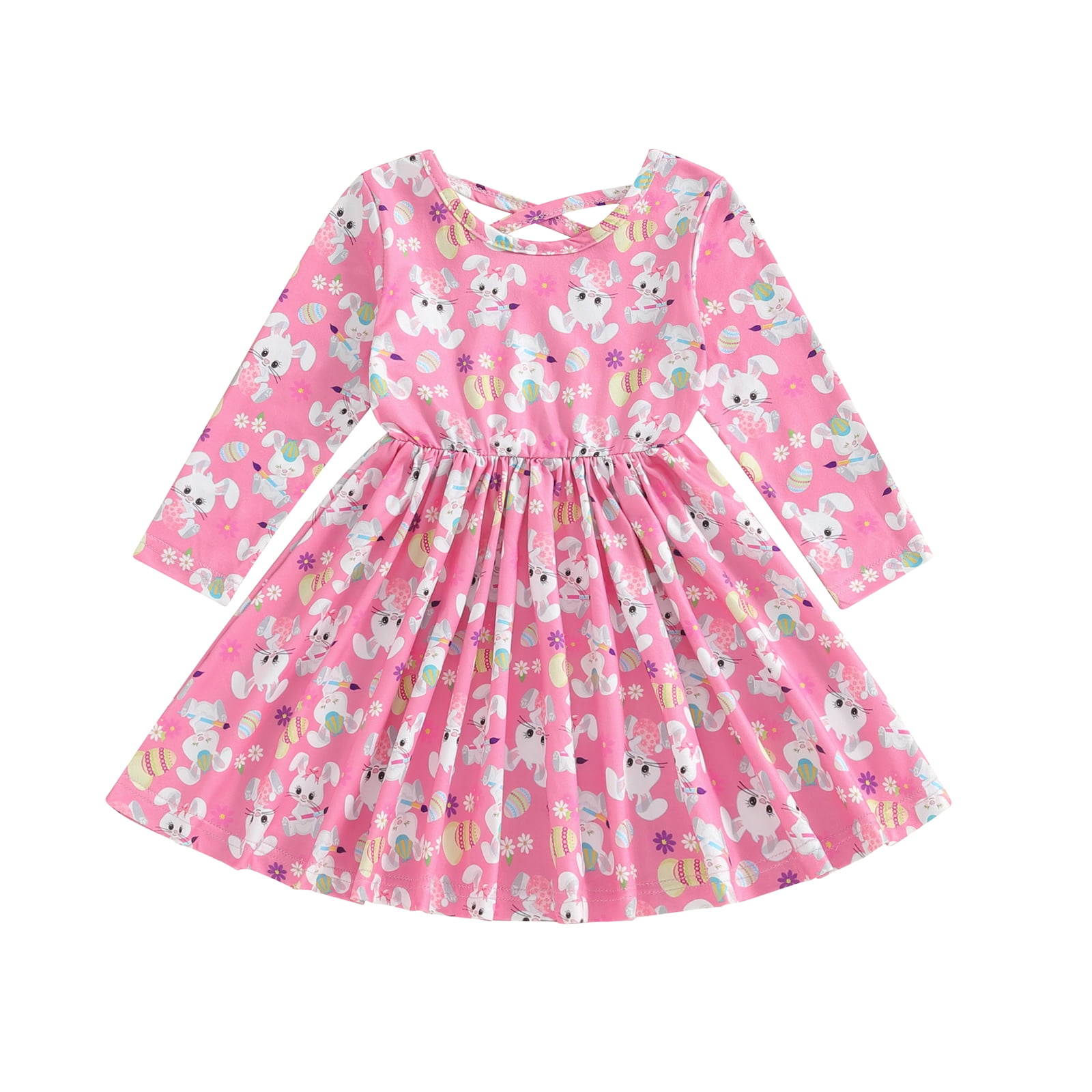 Suealasg Toddler Girls Easter Princess Dress 6M 1T 2T 3T Kids Girls Long Sleeve Rabbit Easter ...