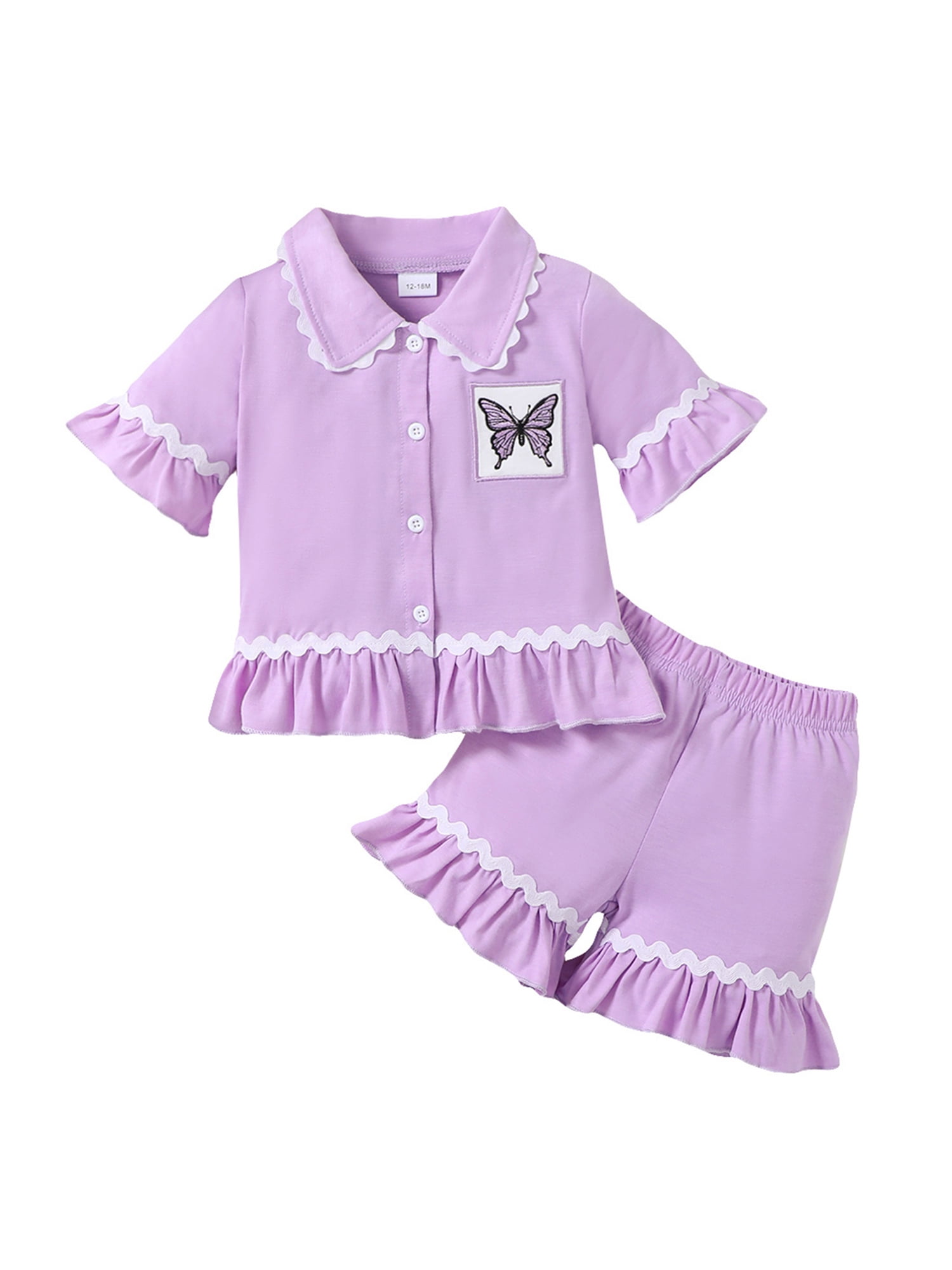 Suealasg Toddler Girls Pajamas Outfits 1T 2T 3T Butterfly Embroidery ...