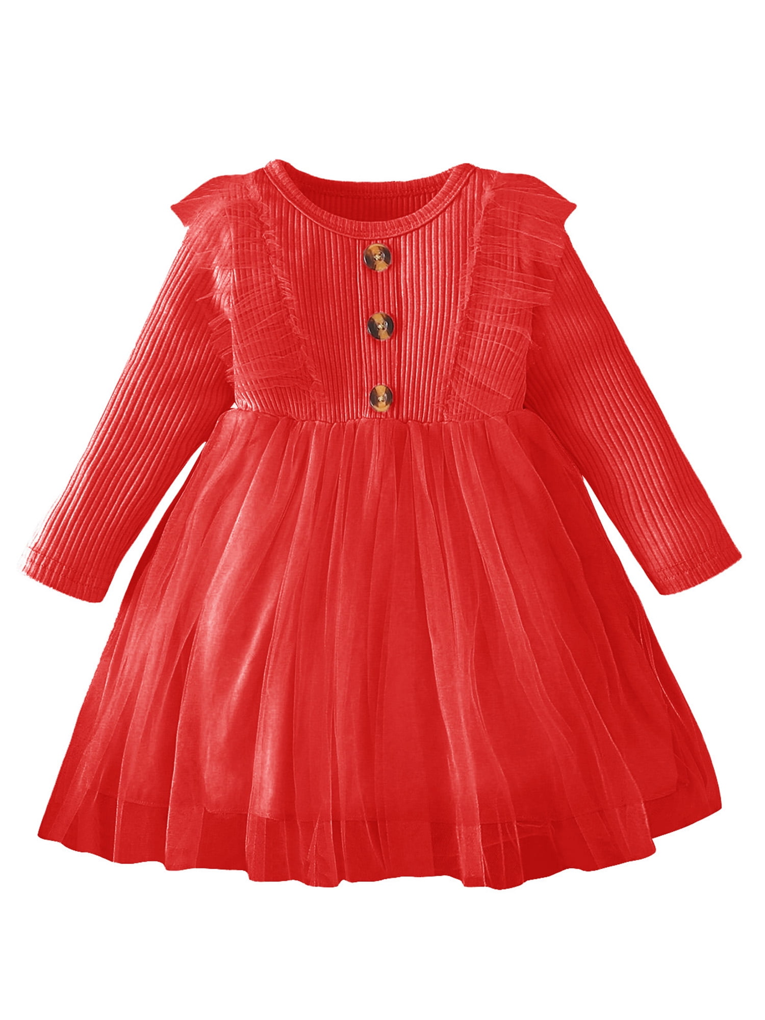 Suealasg Toddler Girls Princess Dress 3M 6M 12M 18M 24M Baby Girls Long Sleeve Patchwork Tulle ...