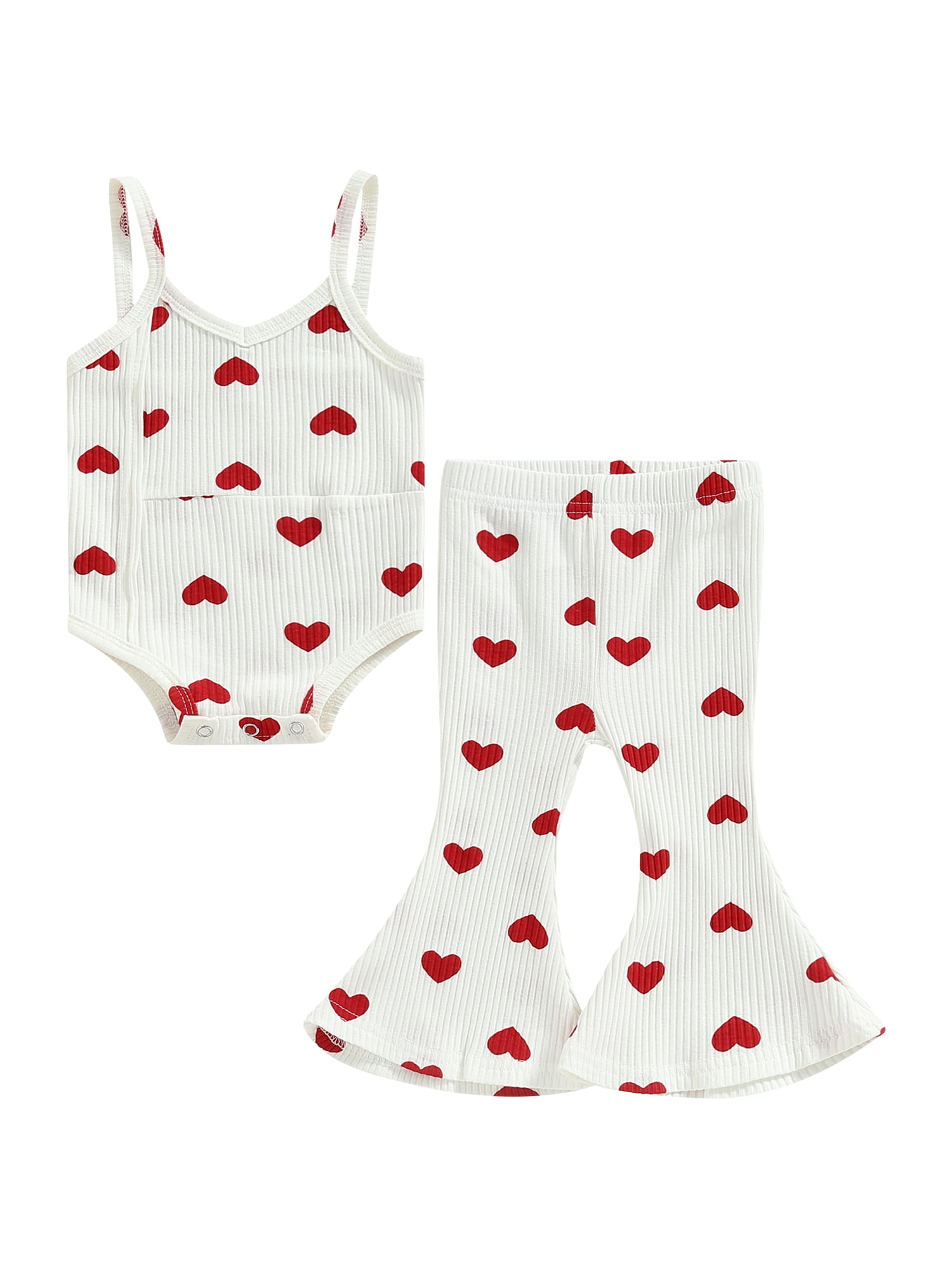 Suealasg Toddler Girls Summer Clothes 6M 1T 2T 3T Little Girls Sleeveless Heart Print Romper ...