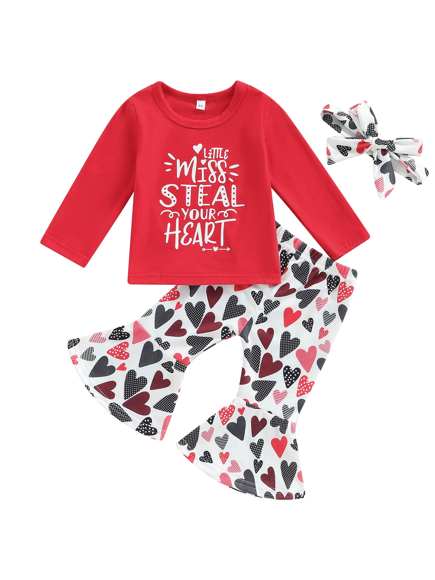 Suealasg Toddler Girls Valentine's Day Outfit 6M 1T 2T 3T Baby Girls Clothes Long Sleeve Letter ...