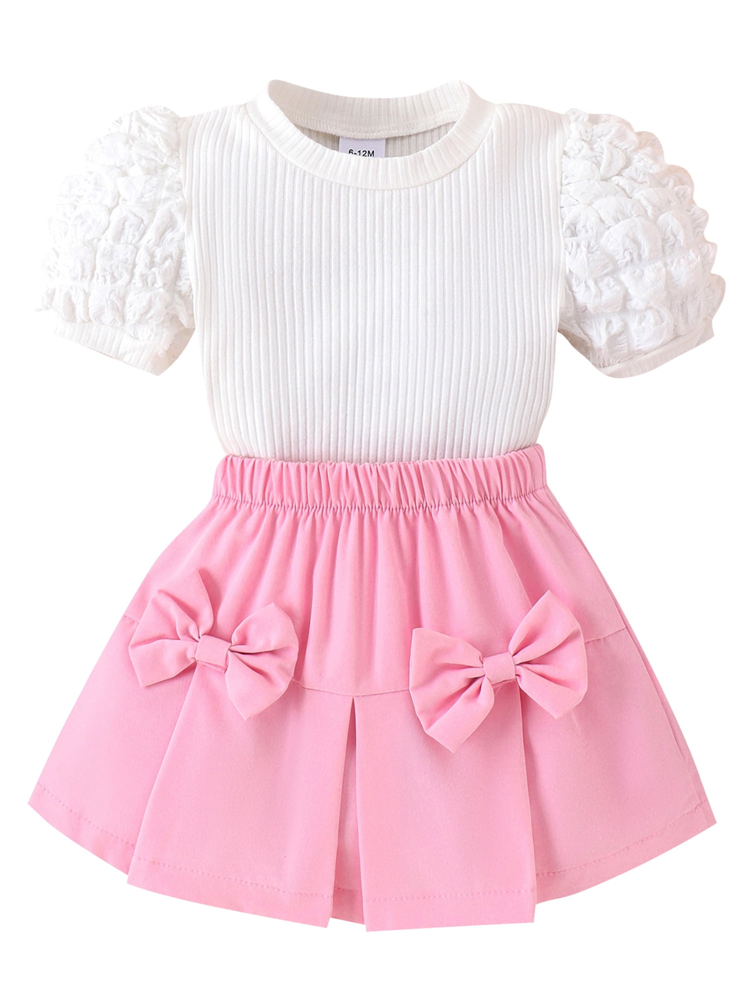 Suealasg Toddler Kids Girl 2Pcs Summer Clothes Round Neck Puff Sleeve ...