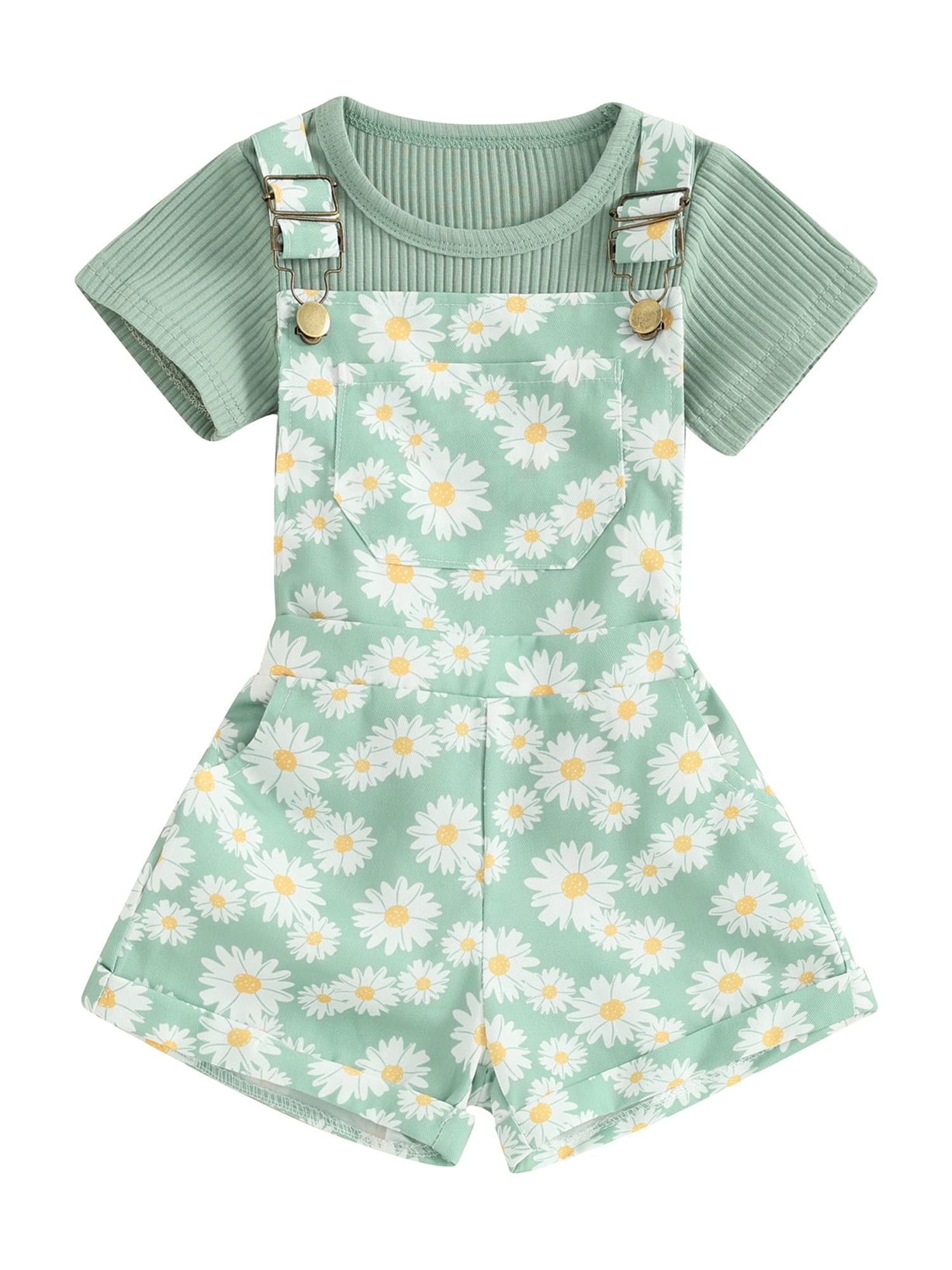 Suealasg Toddler Kids Girl 2Pcs Summer Clothes Solid Color Ribbed Short ...