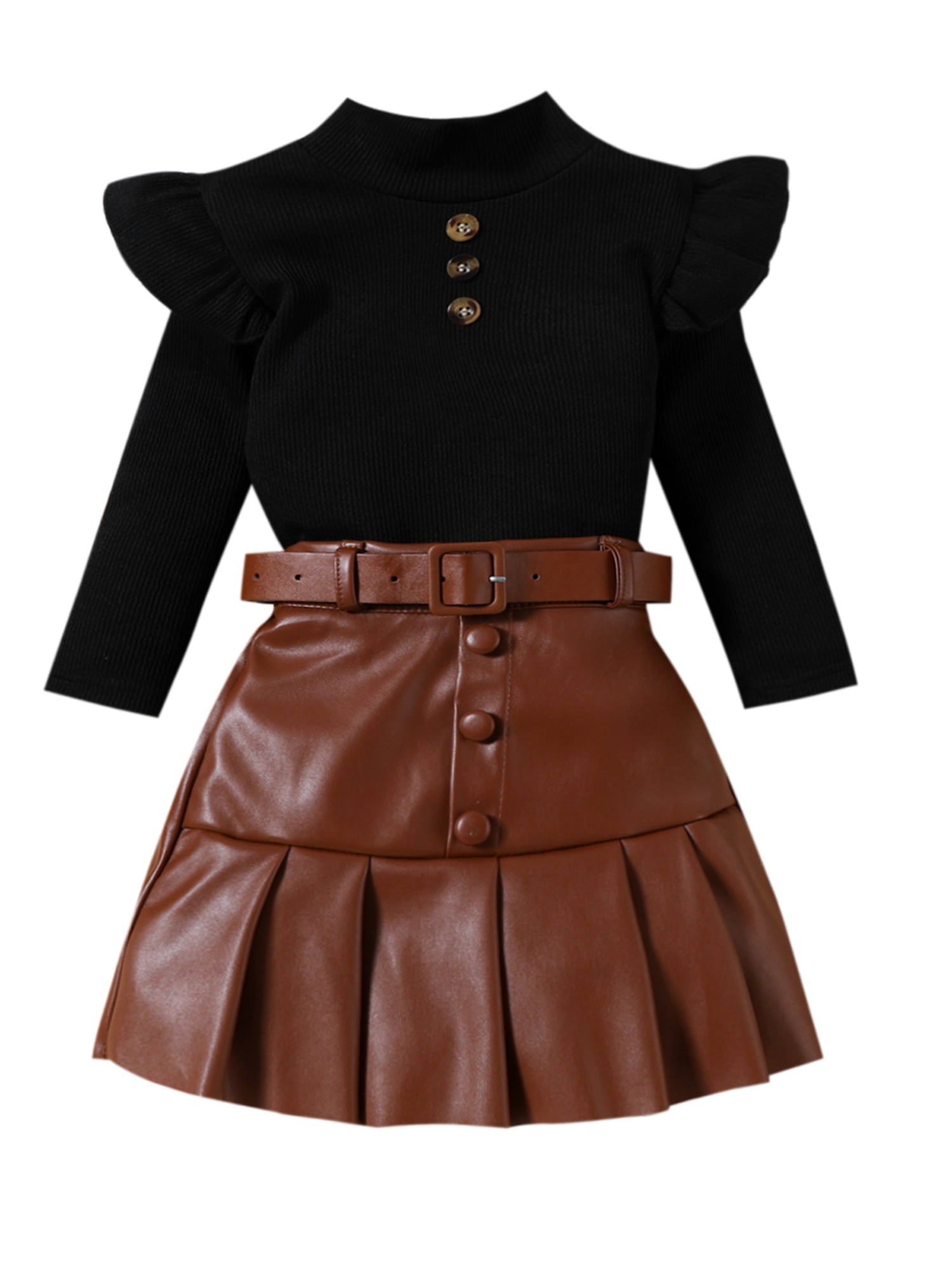 Suealasg Toddler Kids Girl Fall Winter 2Pcs Outfits Ruffles Long Sleeve ...