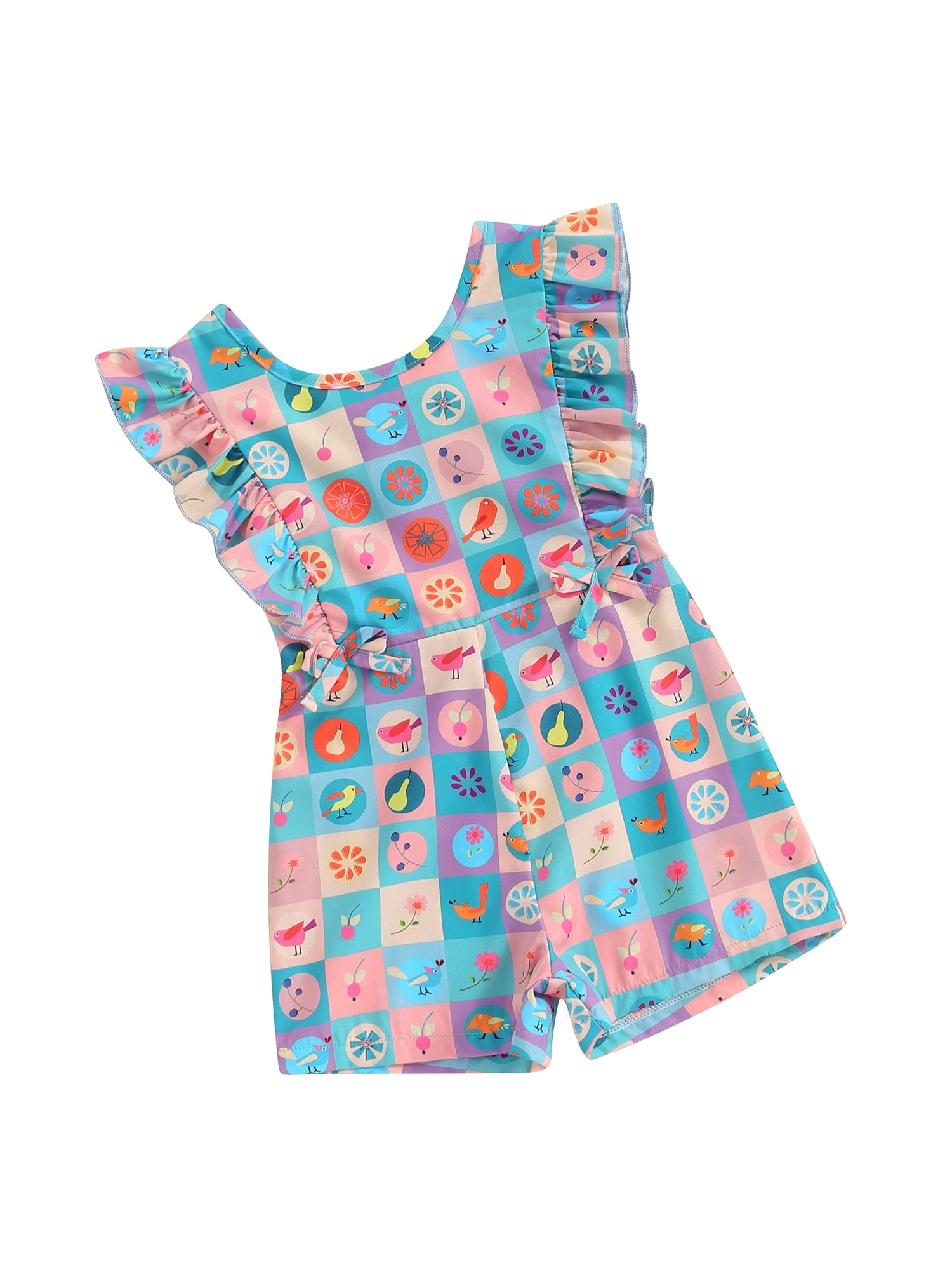 Suealasg Toddler Little Girl Jumpsuit Kids Girls Flying Sleeve Floral ...