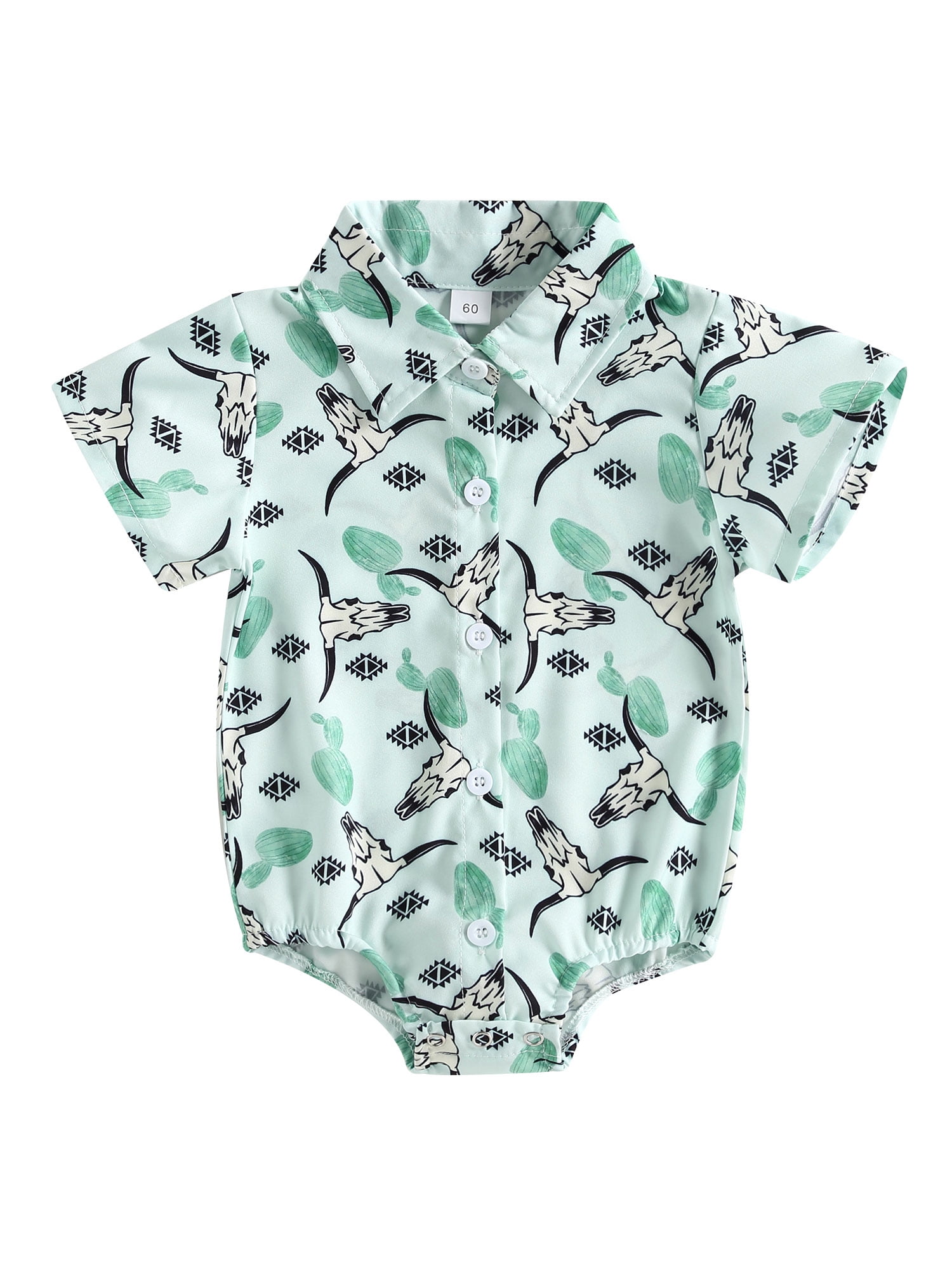 Suealasg Western Baby Boy Clothes Cow Head Print Shirt Romper Short Sleeve Bodysuit Newborn ...
