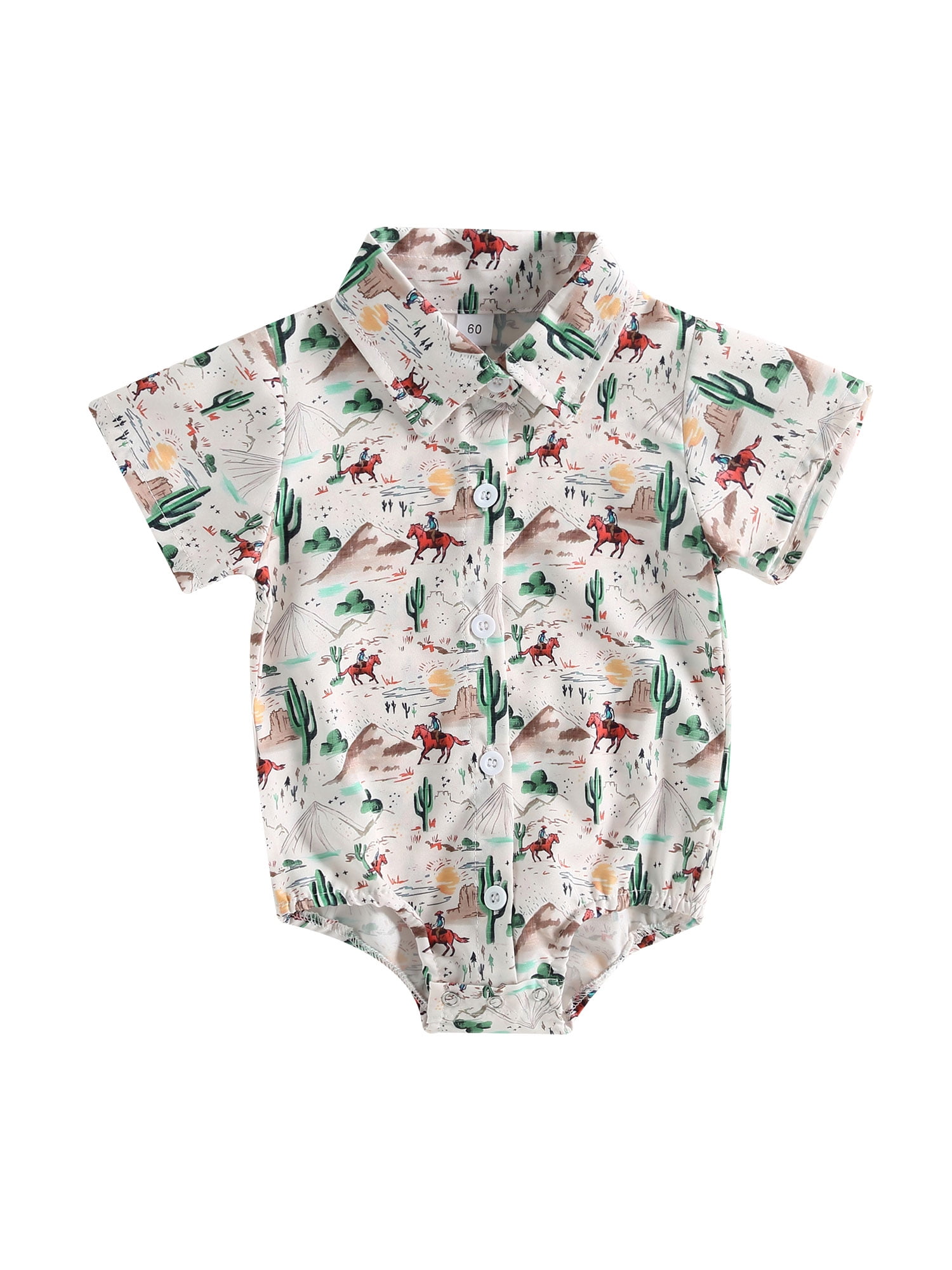 Suealasg Western Baby Boy Clothes Cow Head Print Shirt Romper Short Sleeve Bodysuit Newborn ...