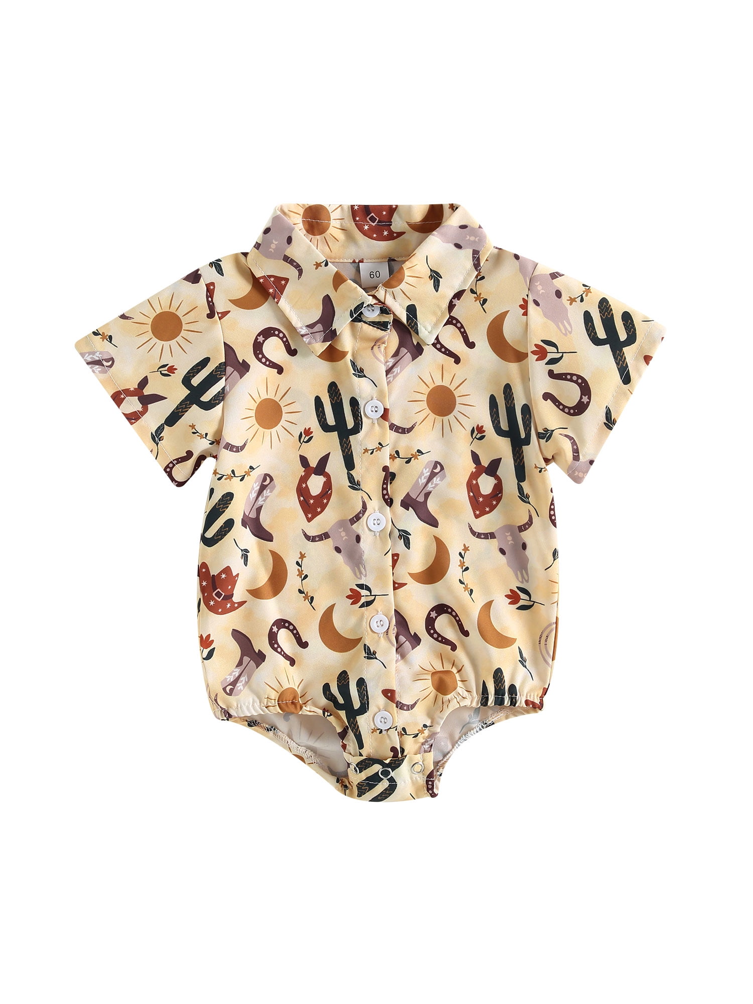 Suealasg Western Baby Boy Clothes Cow Head Print Shirt Romper Short Sleeve Bodysuit Newborn ...