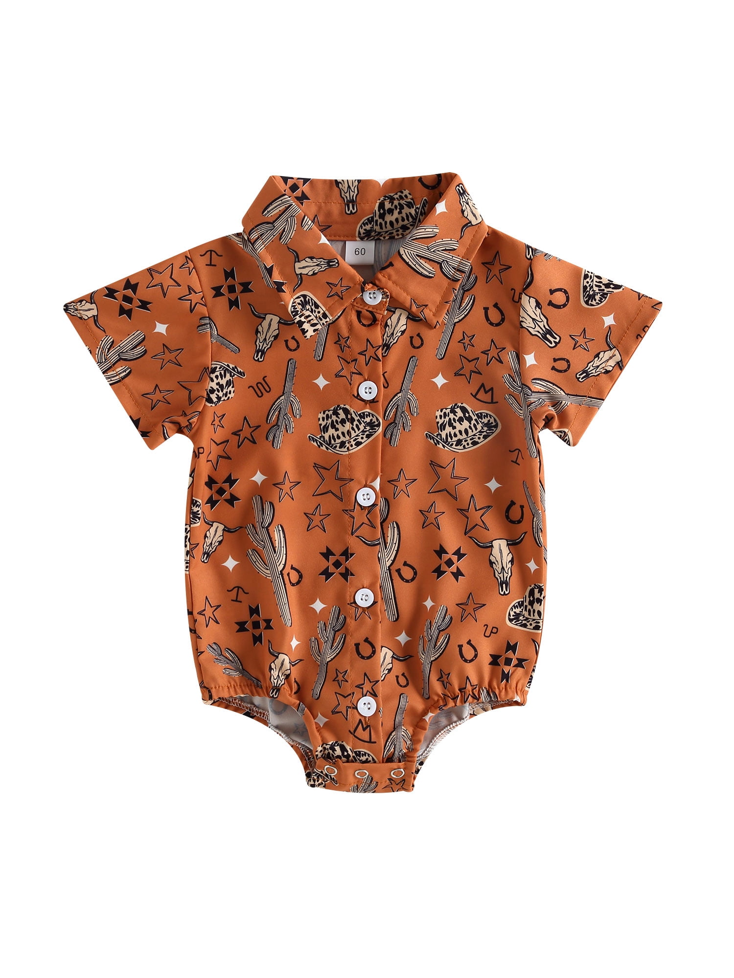 Suealasg Western Baby Boy Clothes Cow Head Print Shirt Romper Short Sleeve Bodysuit Newborn ...