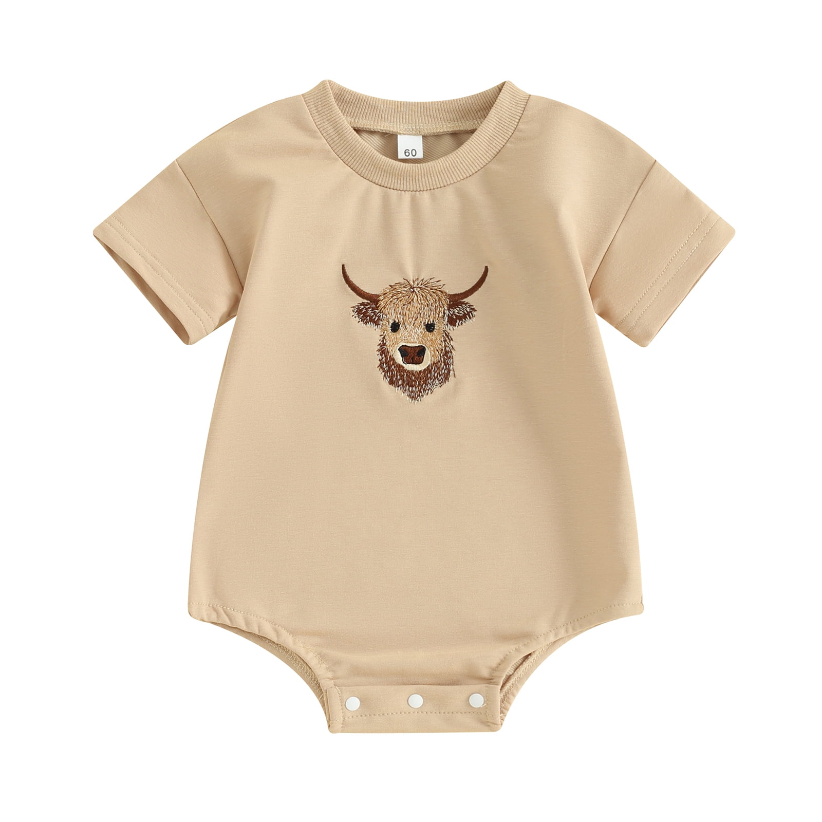 Suealasg Western Baby Boy Girls Romper Short Sleeve Cow Head Pattern Bodysuit 3M 6M 12M 18M ...