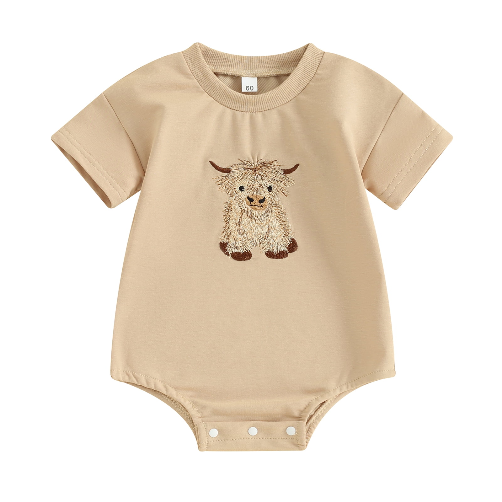 Suealasg Western Baby Boy Girls Romper Short Sleeve Cow Head Pattern Bodysuit 3M 6M 12M 18M ...