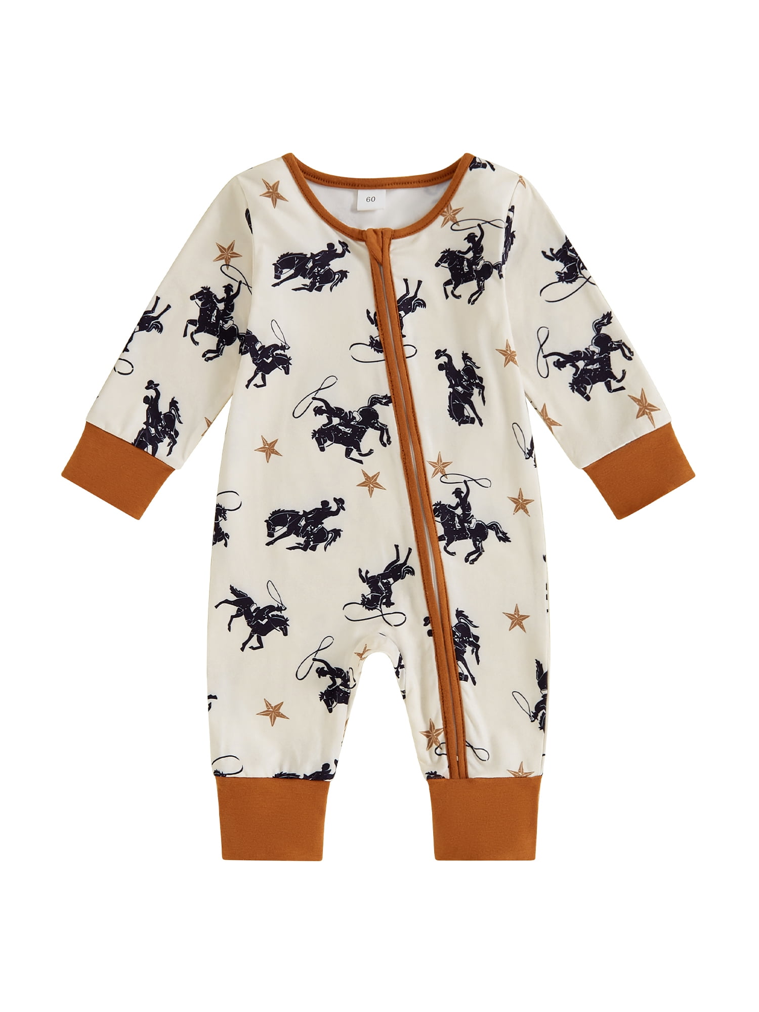 Suealasg Western Baby Boy Outfits Cow Print Long Sleeve Cow Print Romper Jumpsuit One Piece ...