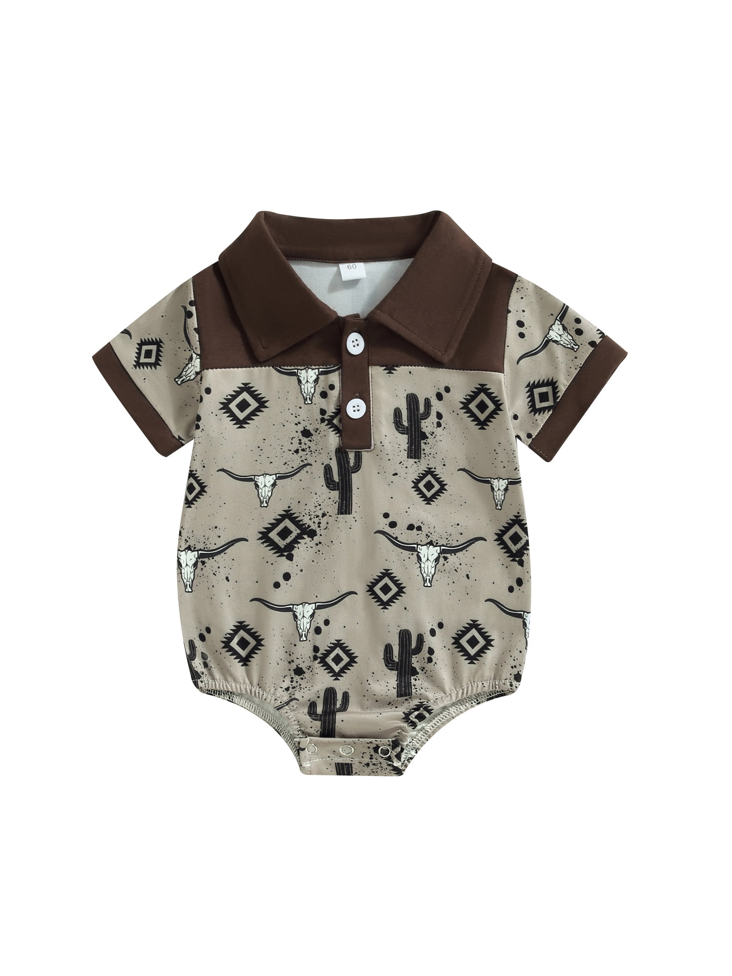 Suealasg Western Baby Boys Jumpsuit Short Sleeve Cow Print Romper Tops 3M 6M 12M 18M Infant ...