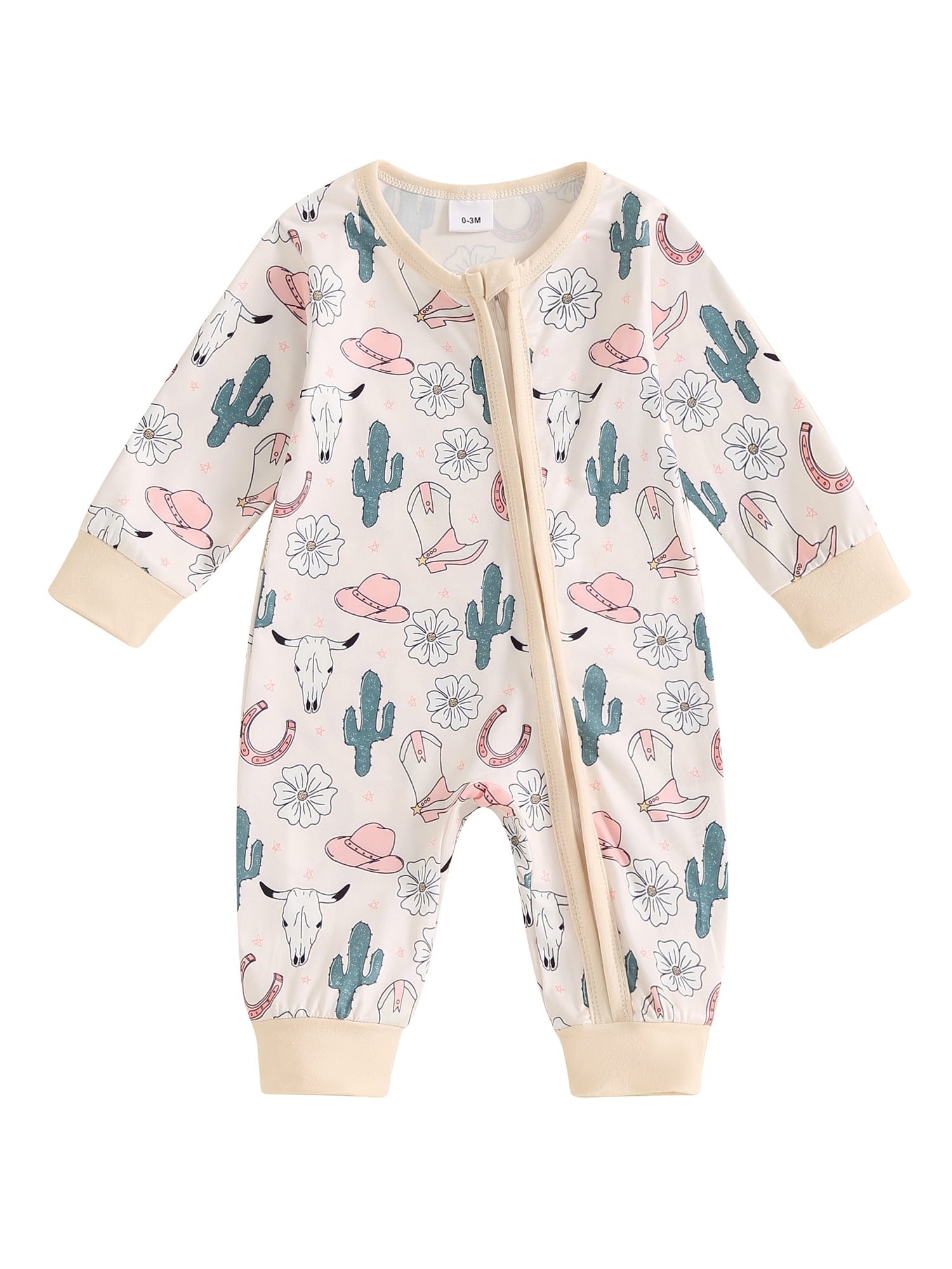 Suealasg Western Baby Girls Fall Jumpsuit 3 6 12 18 24 Months Infant Girls Long Sleeve Cattle ...