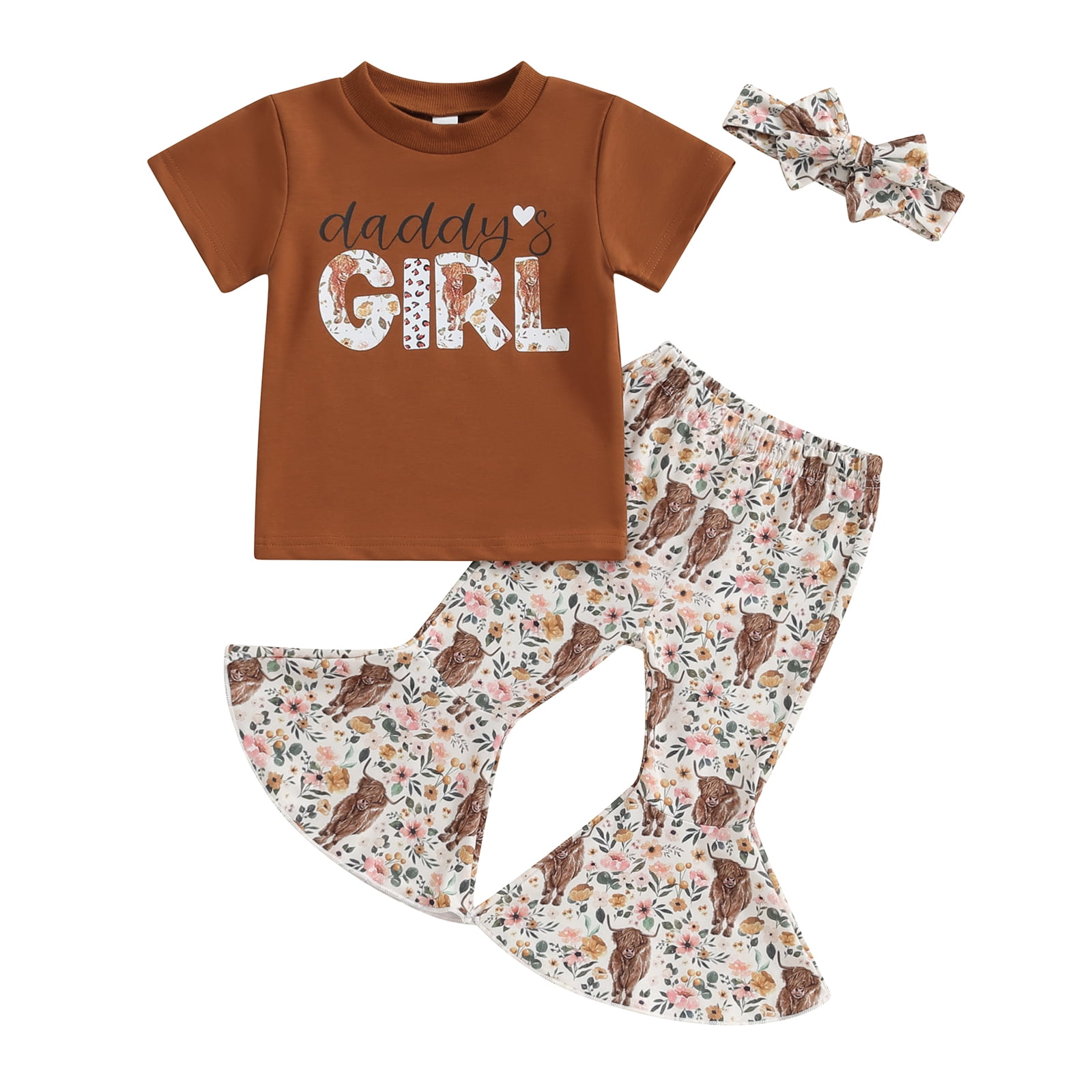 Suealasg Western Kids Girls Clothes 6M 1T 2T 3T 4T Little Girls Summer Outfits 3pcs Toddler ...