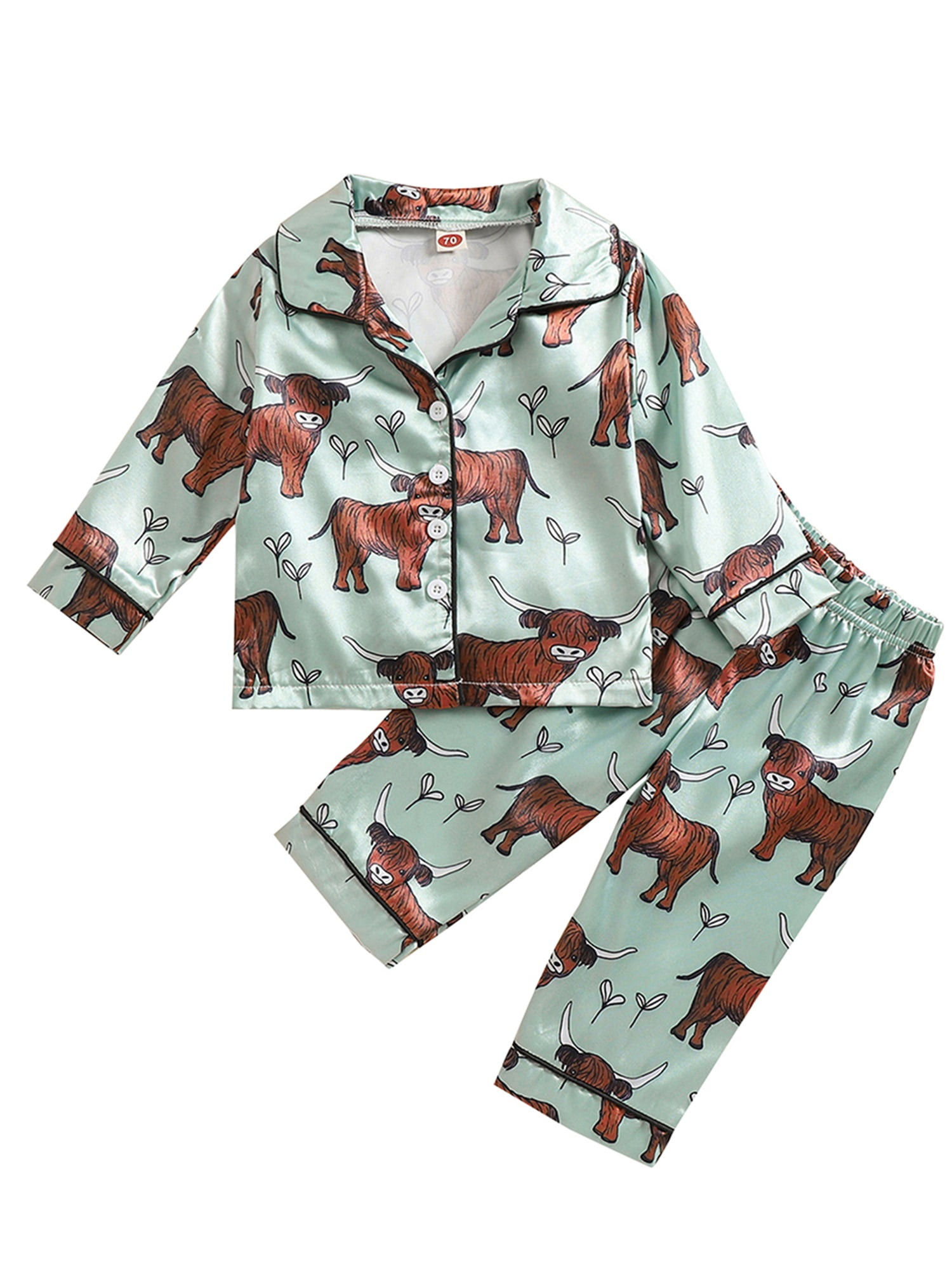 Suealasg Western Little Girl Boy Pajamas Set Outfits 1T 2T 3T 4T 5T 6T Kids 2Pcs Satin ...