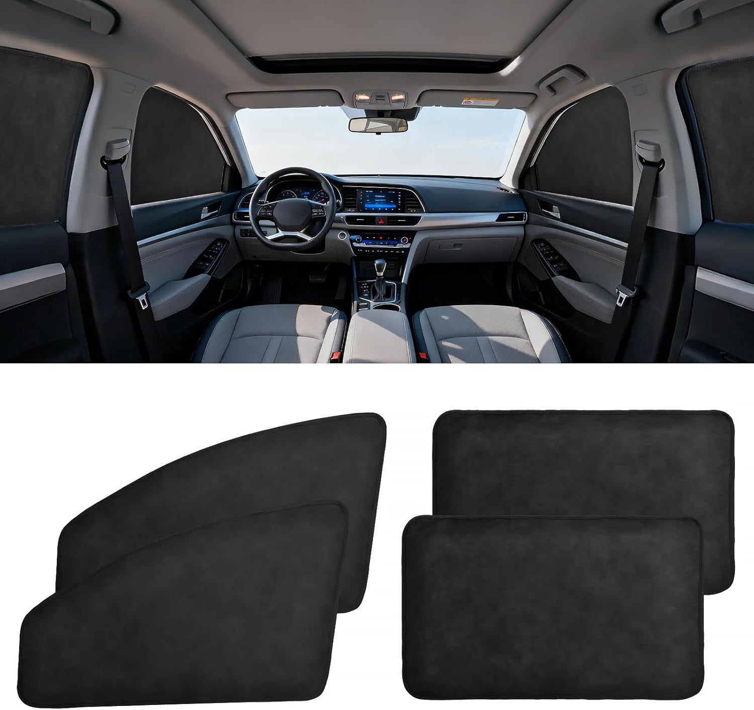 Suede Car Window Shades for Side Windows, 4-Pack Ultra-Soft Magnetic ...