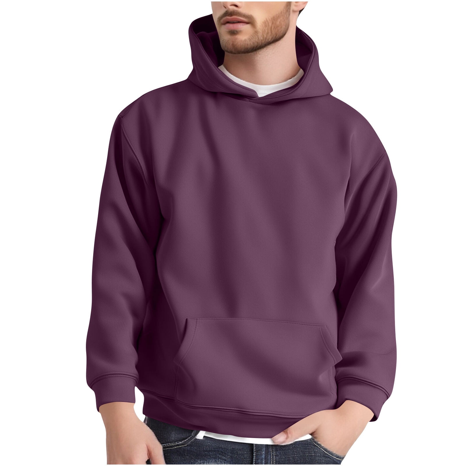 Suede Fleece Hoodies for Men Vintage Oversized Long Sleeve Pullover ...