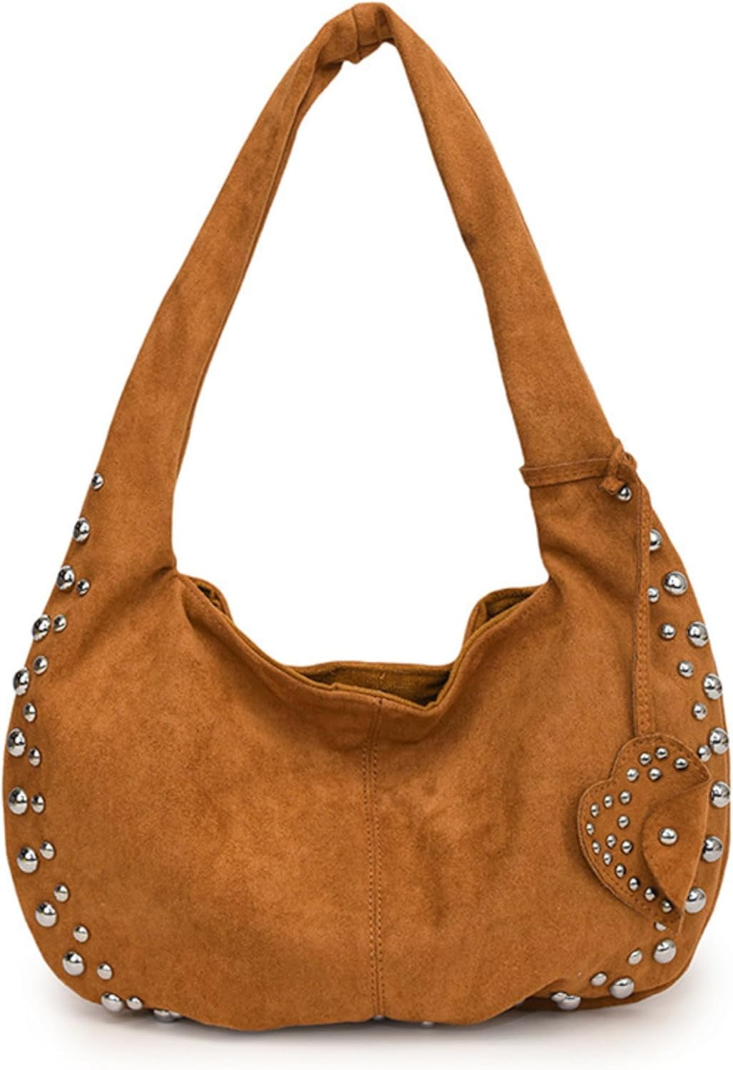Suede Handbag Studded Purses Y2k Shoulder Bag Vegan Leather Shoulder ...