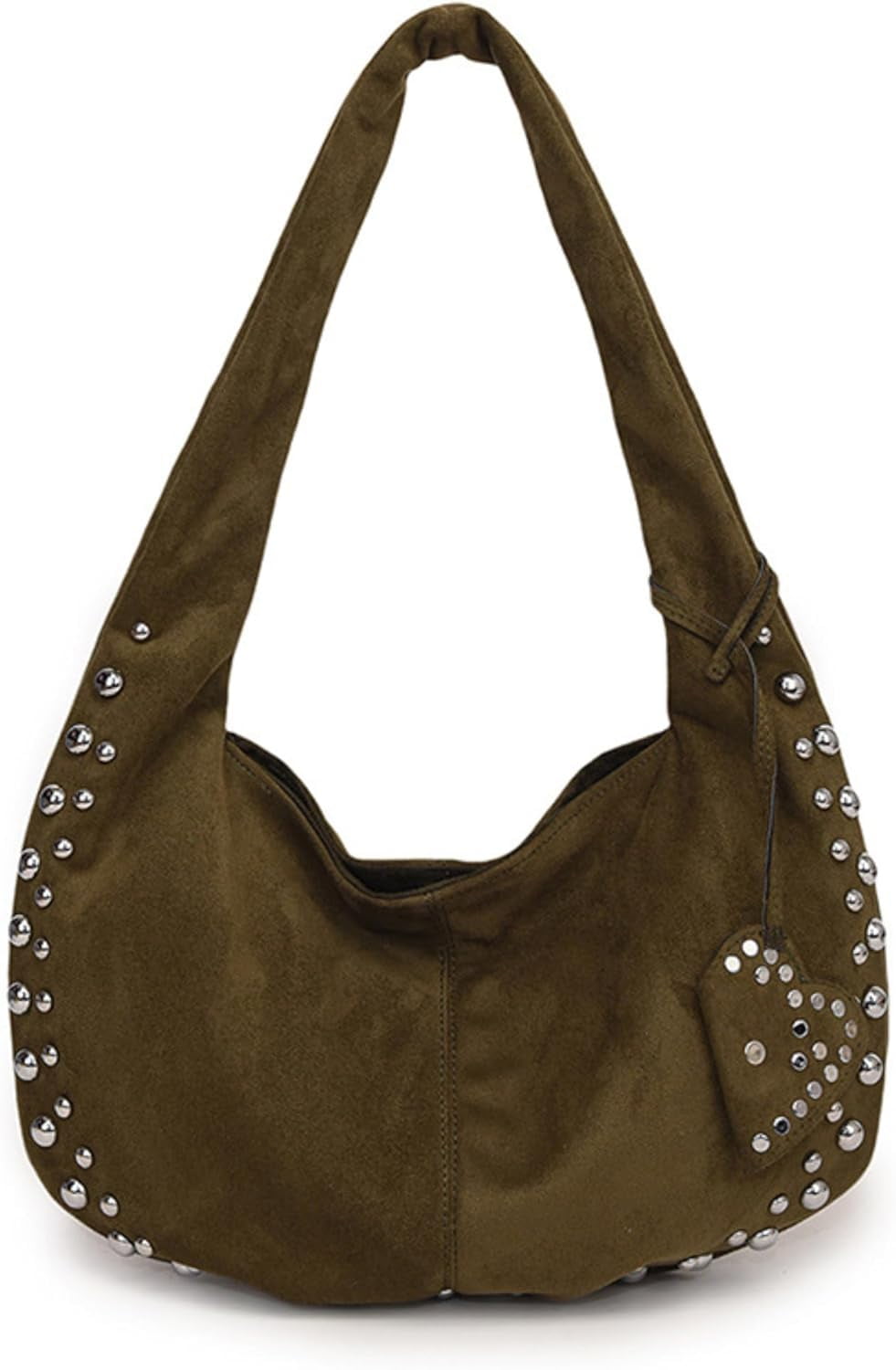 Suede Handbag Studded Purses Y2k Shoulder Bag Vegan Leather Shoulder ...