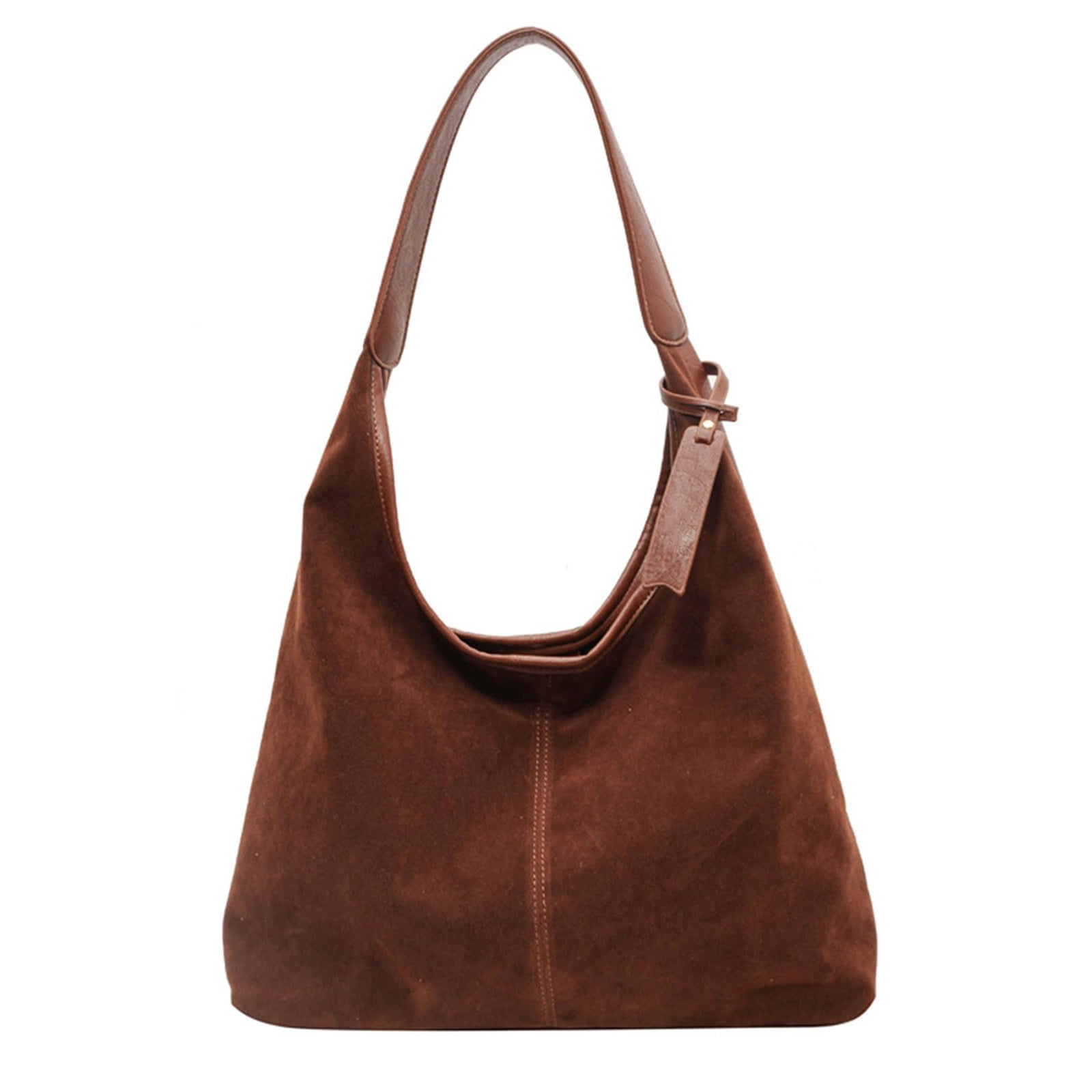 Suede Hobo Bag Brown Suede Handbag for Women Retro Suede Slouchy Bag ...