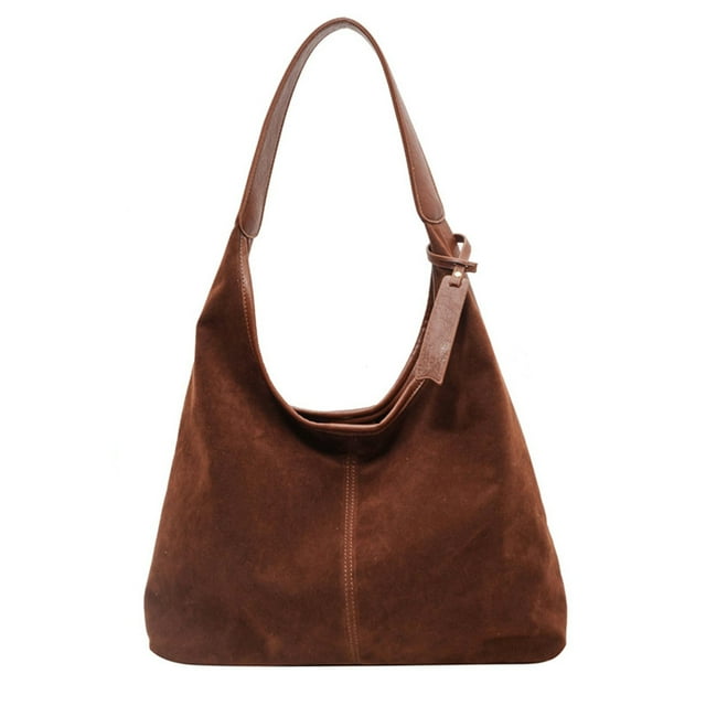 Suede Hobo Bag Brown Suede Handbag for Women Retro Suede Slouchy Bag Hobo Handbag Suede Shoulder ...