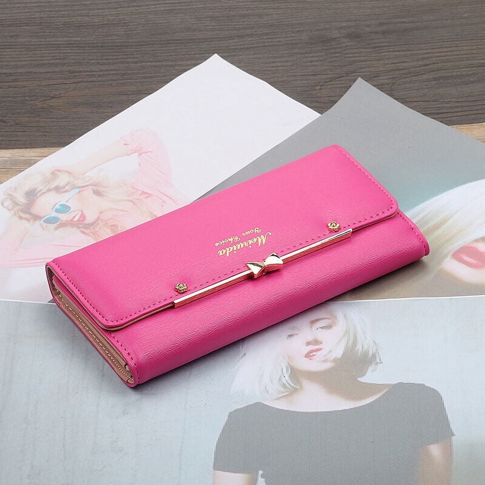 Suede Leather Clutch Wallets for Women Credit Card Organizer Phone Holder Purse - Walmart.com