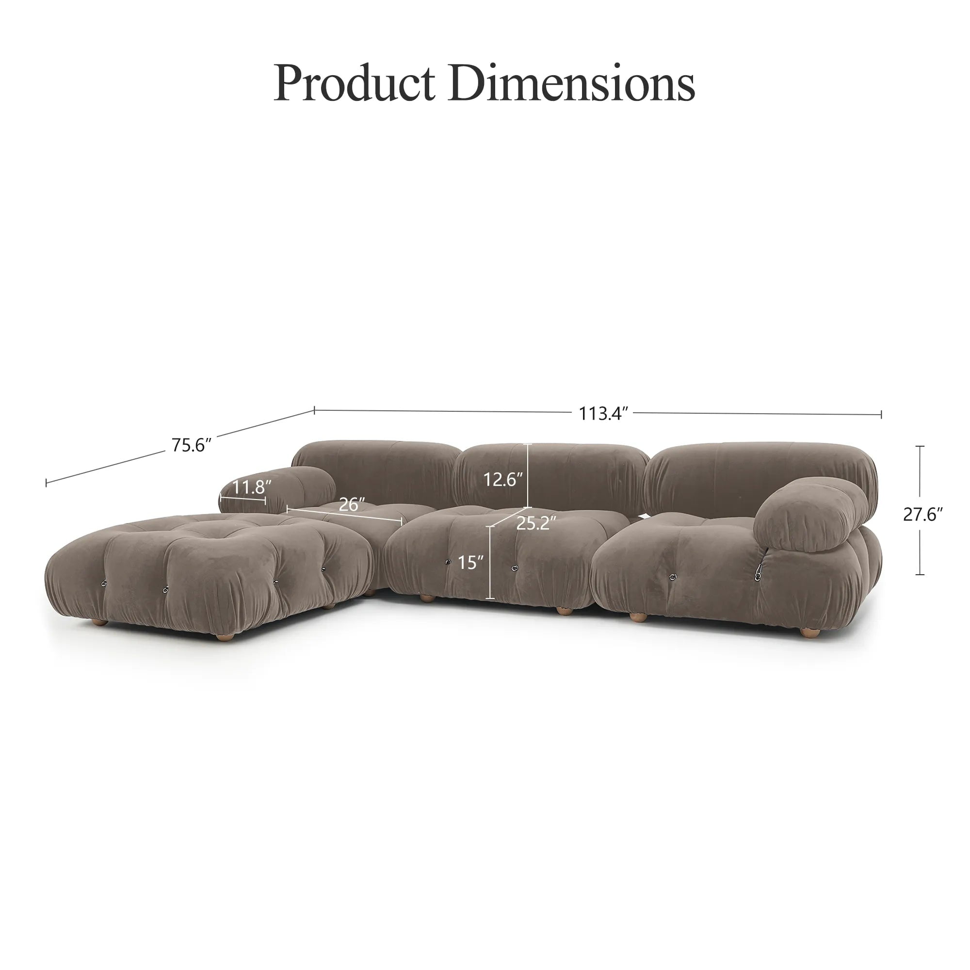 Suede Module Sofa Sectional Sofa Couches Family Living Room Chair ...