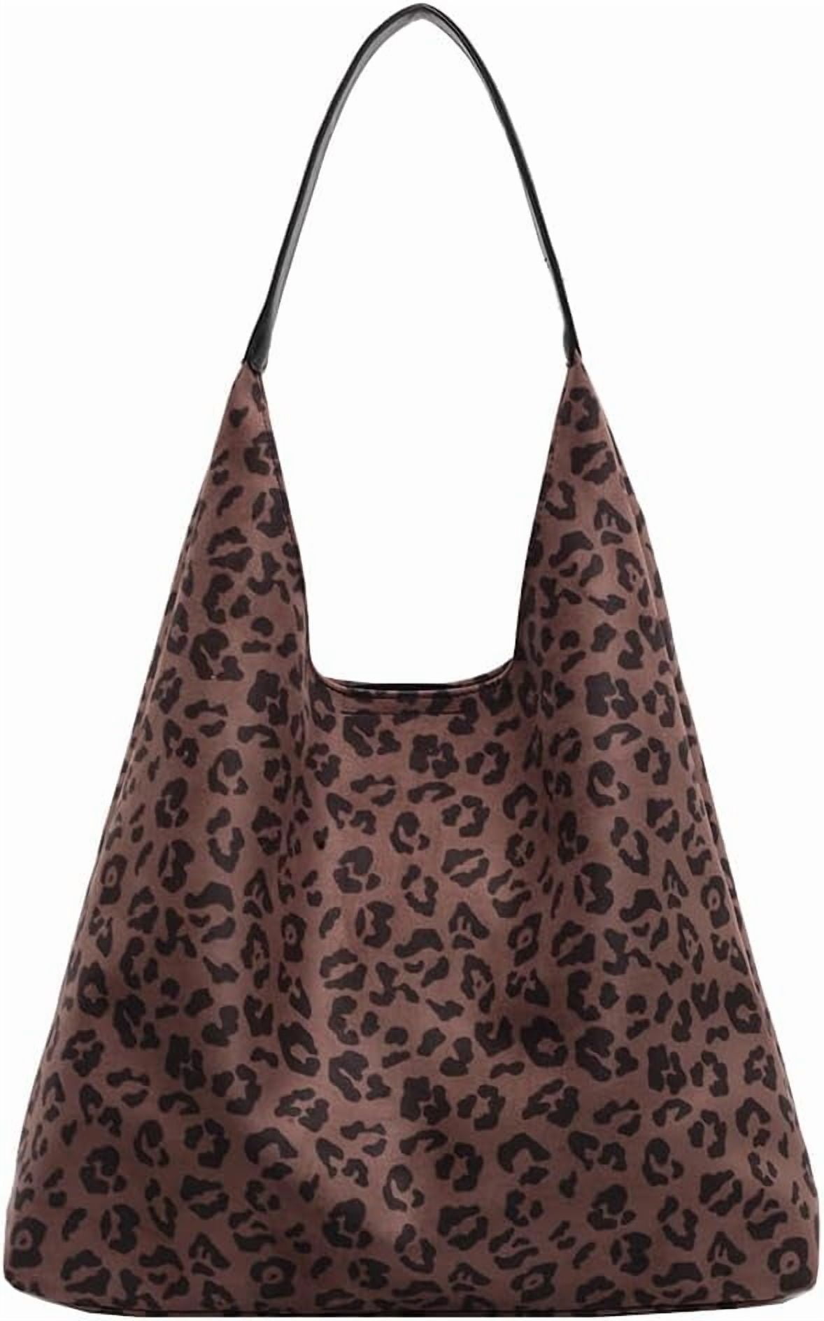 Suede Tote Bag for Women With Leopard Print Slouchy Hobo and Small ...