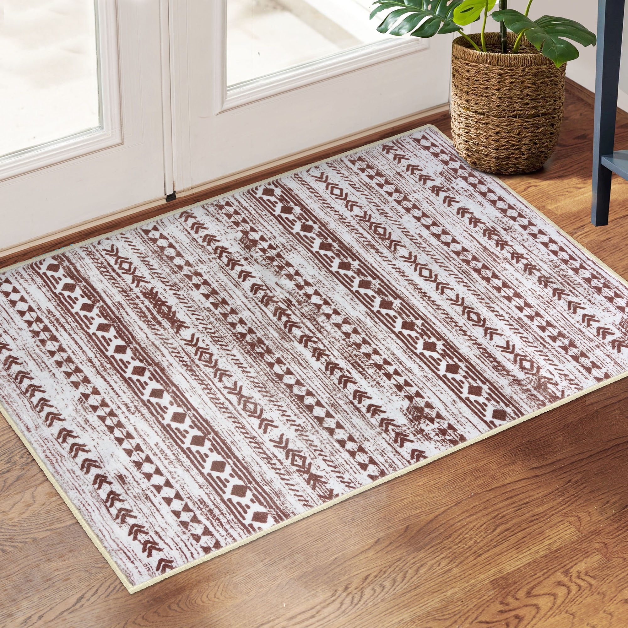 Suelur 2x3 Rugs for Entryway Brown Thin Small Area Rugs Washable Rugs ...