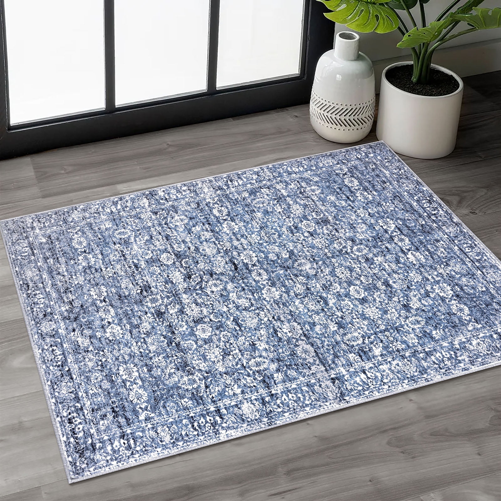 Suelur 2x3 Small Rugs Blue Washable Rug for Entryway Soft Non-Slip ...