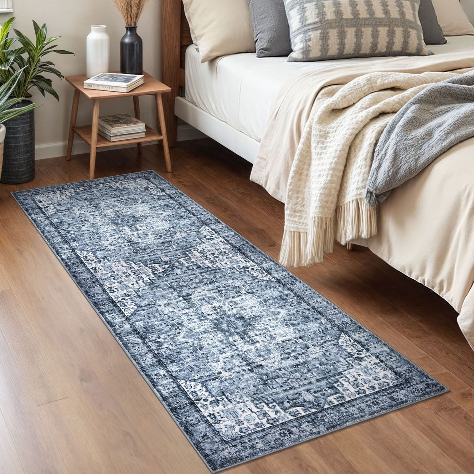 Suelur Runner Rugs 2x5 Blue Runner for Hallways Non-Slip Washable ...