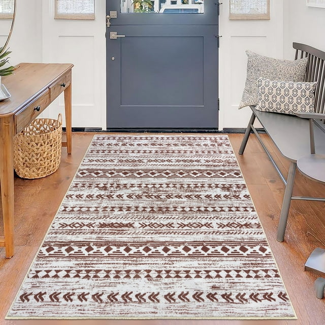 Suelur 3x5 Area Rugs Brown Thin Washable Rugs Boho Area Rug Ultra Soft ...
