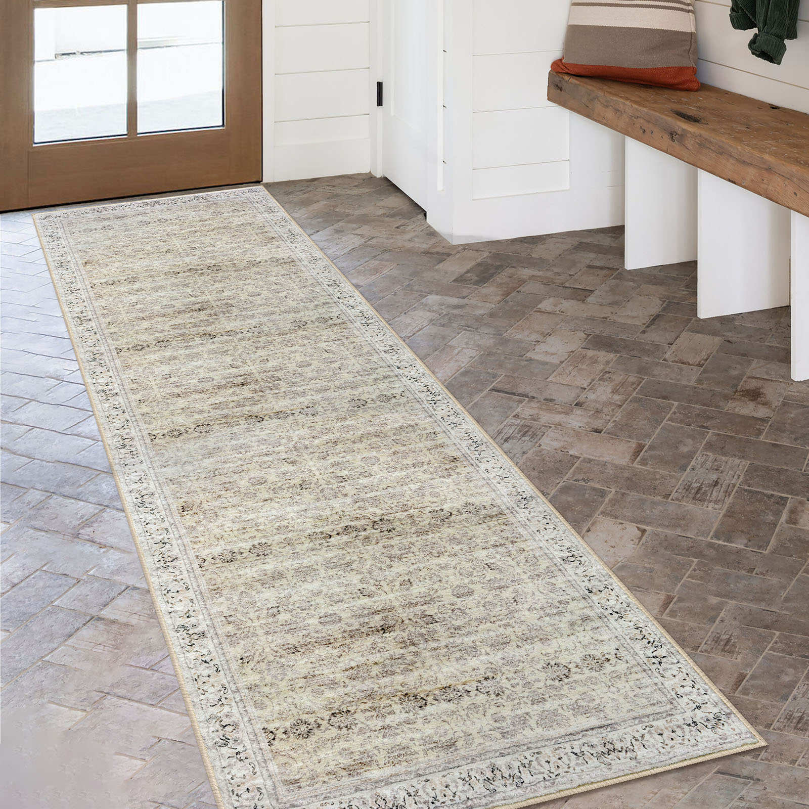 ReaLife Rugs Machine Washable Vintage Distressed Traditional - Beige ...