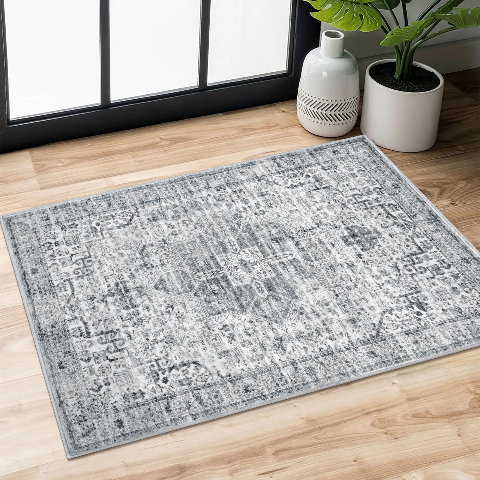 Suelur Small Area Rugs 2x3 Gray Washable Rug for Entryway Soft Non-Slip ...