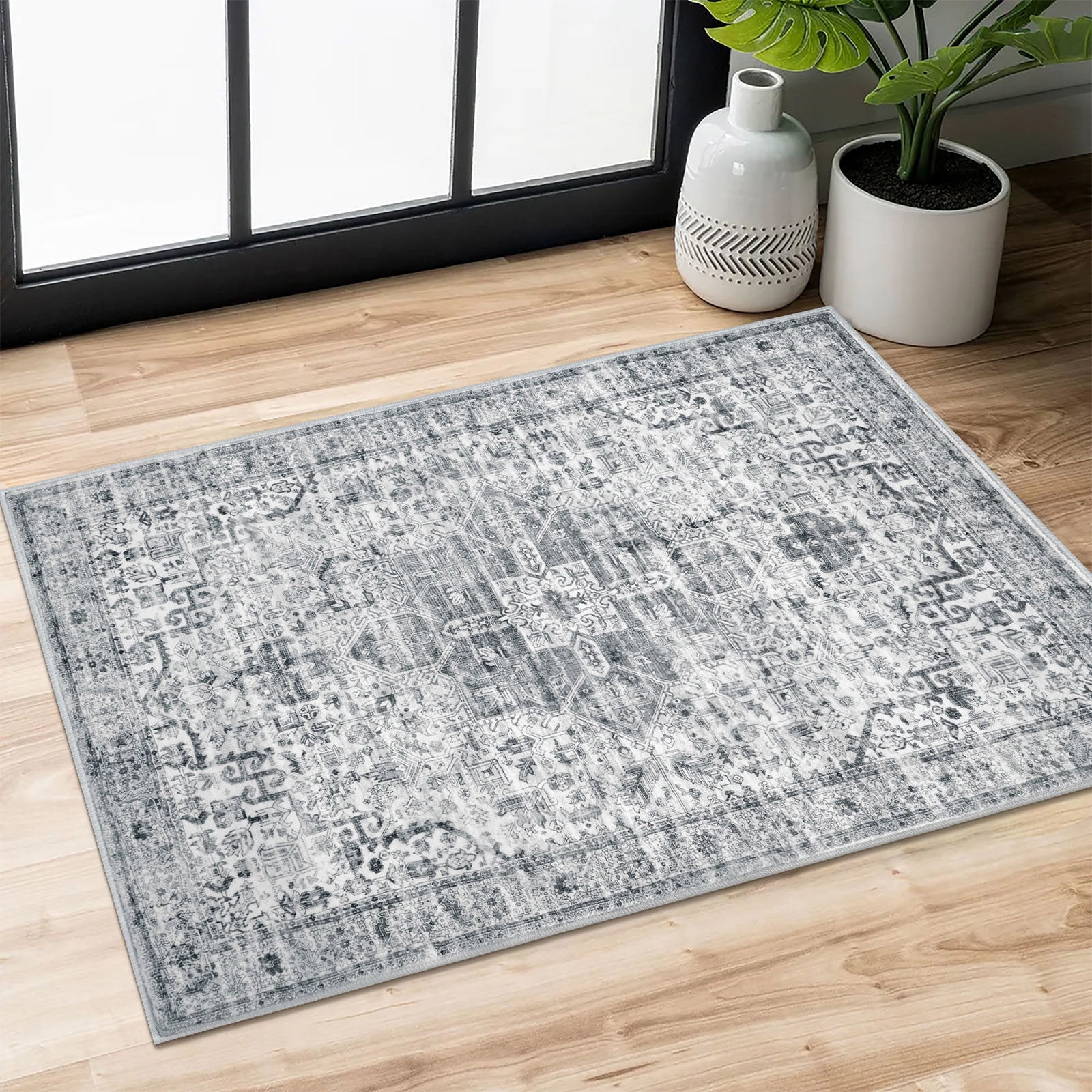 Suelur Small Area Rugs 2x3 Gray Washable Rug for Entryway Soft Non-Slip ...