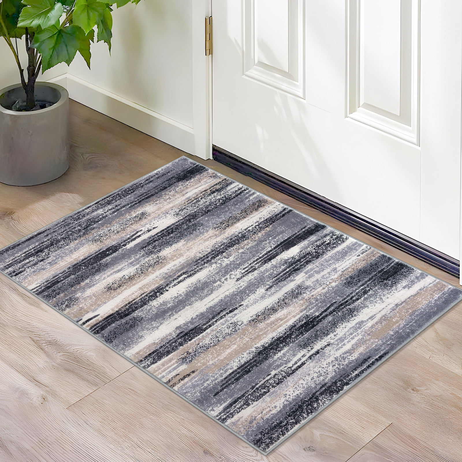 Suelur Small 2x3 Modern Abstract Washable Rug Gray Indoor Entryway ...