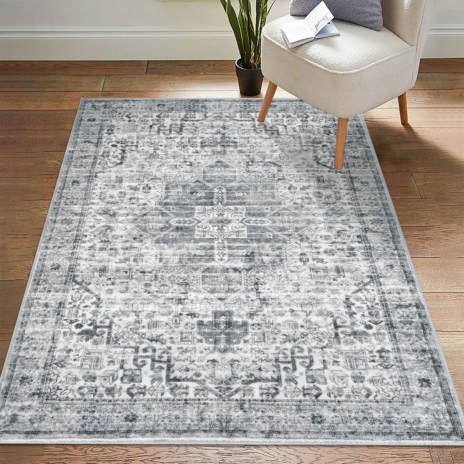 Suelur Washable Rugs 3x5 Gray Area Rugs Non-Slip Entryway Rugs Soft Low ...