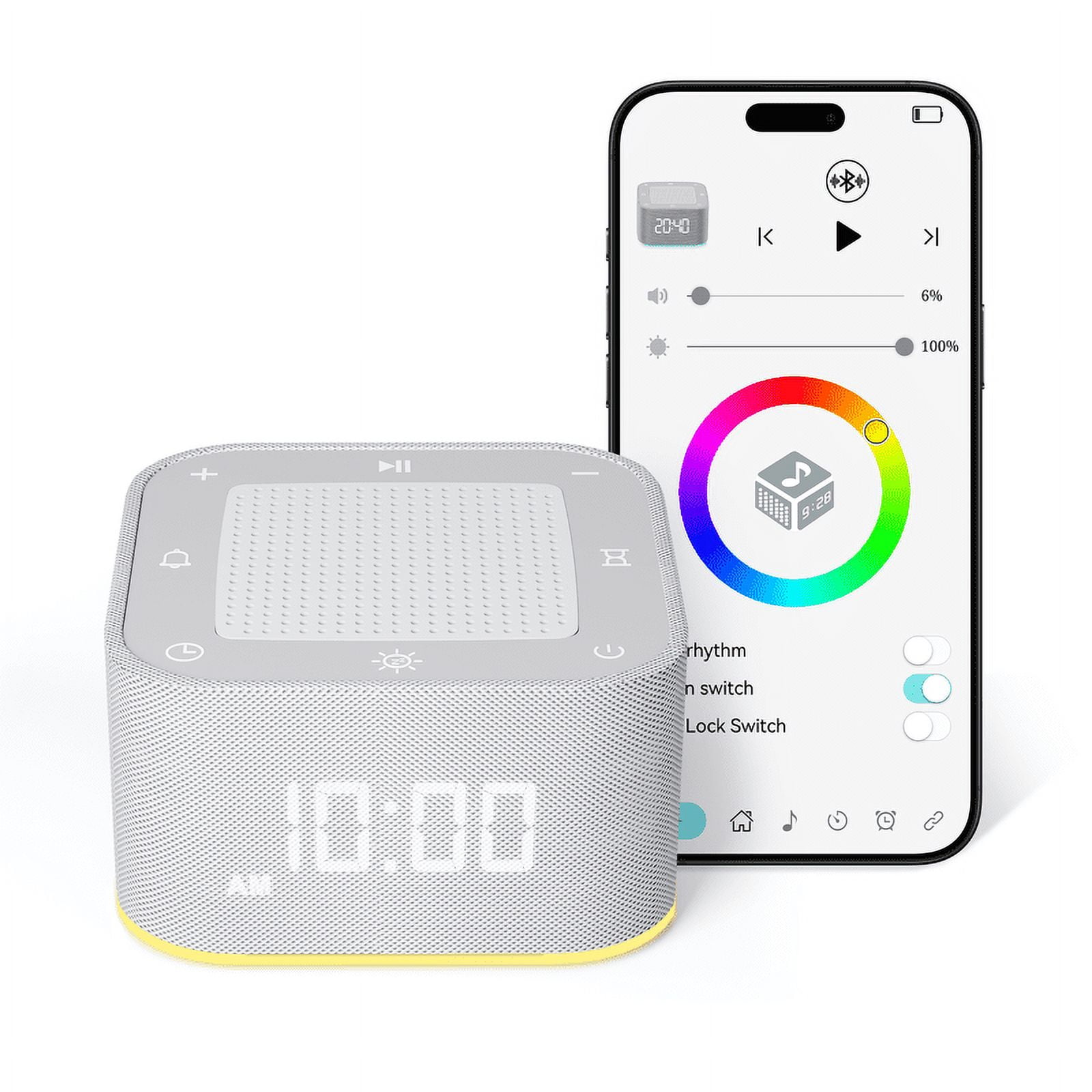 Suerbeaty Baby Sound Machine, 32 Sleep Sounds, Dimmable Clock ...