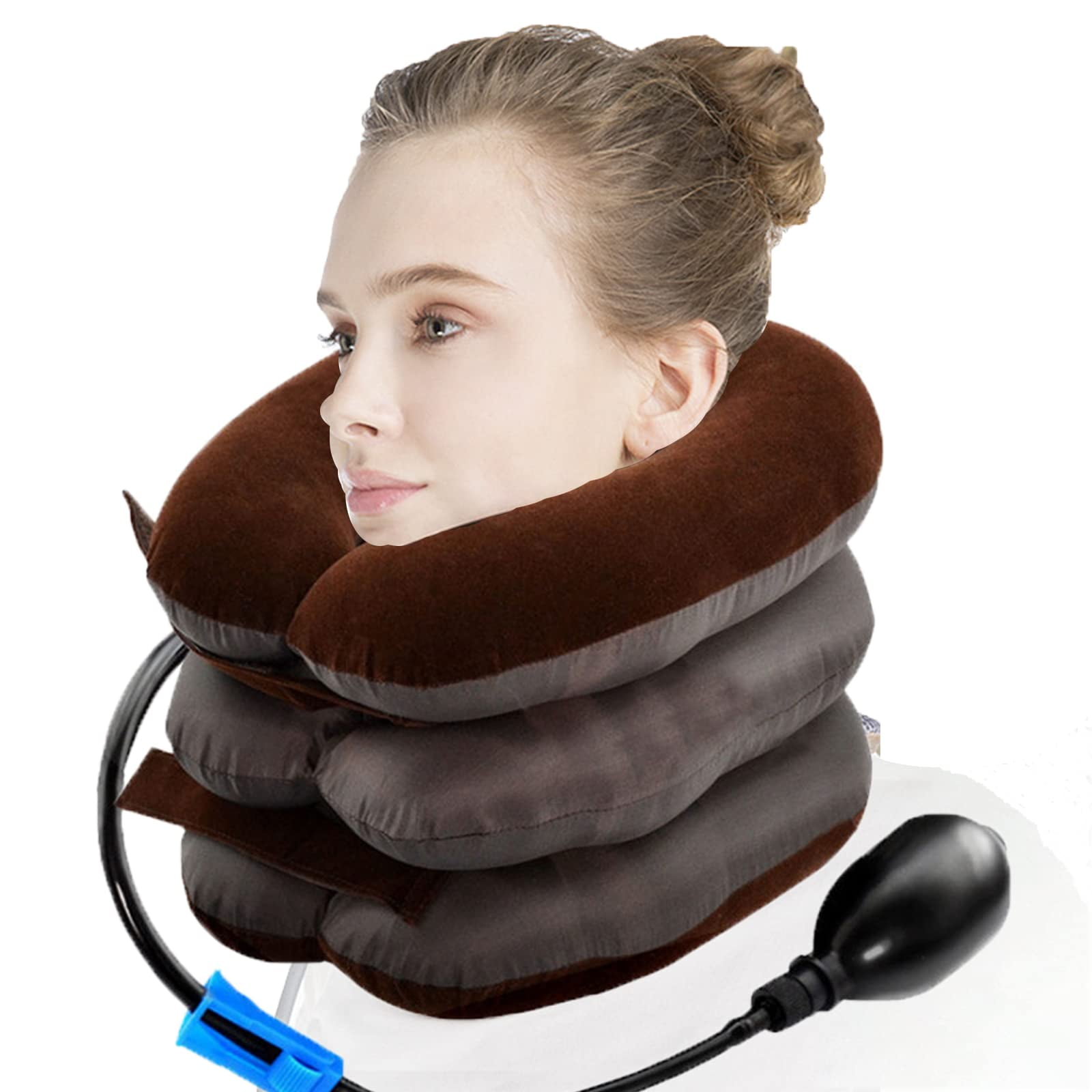 Suerbeaty Neck Traction Device, Adjustable Inflatable Neck Stretcher ...