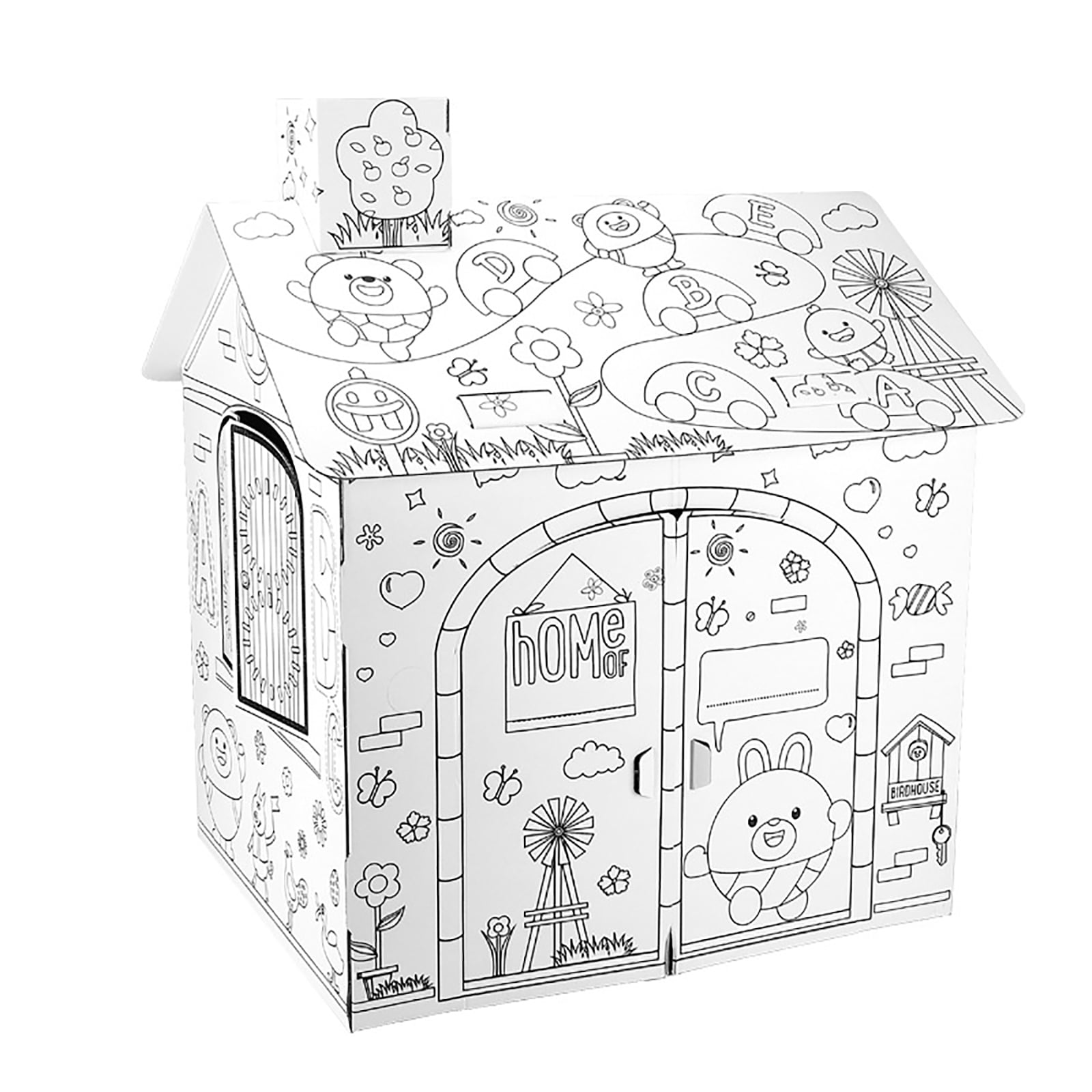 Sueriy Cardboard Playhouse to Color for Kids, Cardboard House Color ...