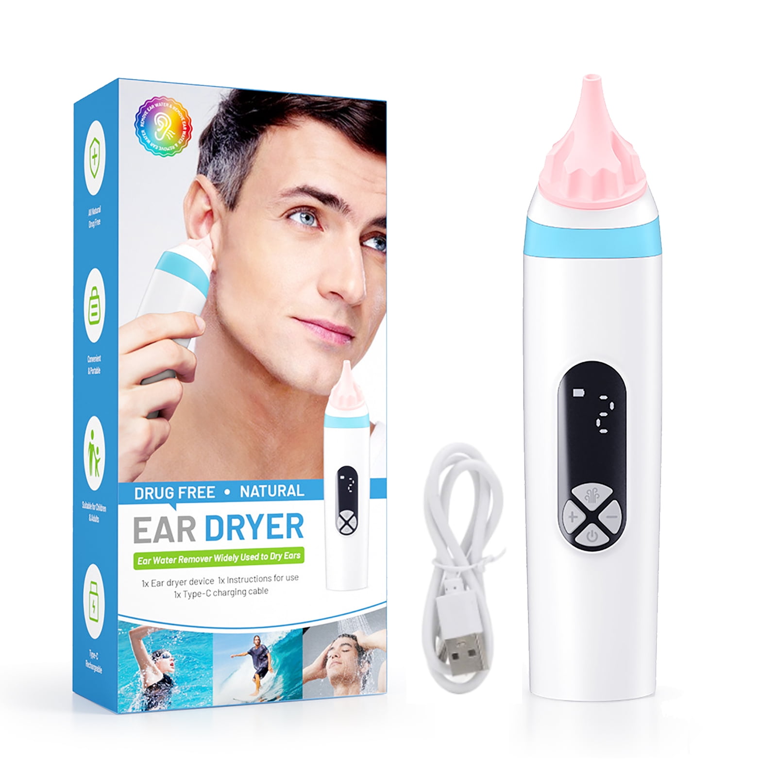 Sueriy Ear Water Dryer, Rechargeable Ear Water Remover Moisture Relief ...