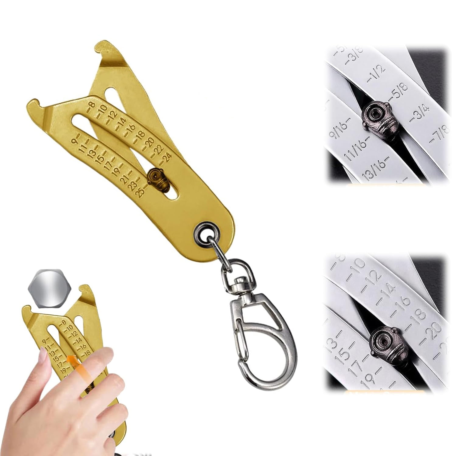 Sueriy Portable Precise Thread Size Checker Keychain, Bolt Size Finder ...
