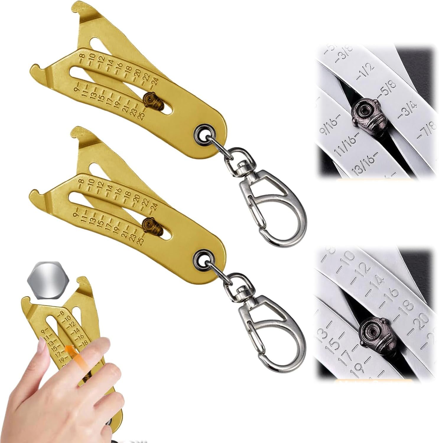 Sueriy Portable Precise Thread Size Checker Keychain, Bolt Size Finder ...
