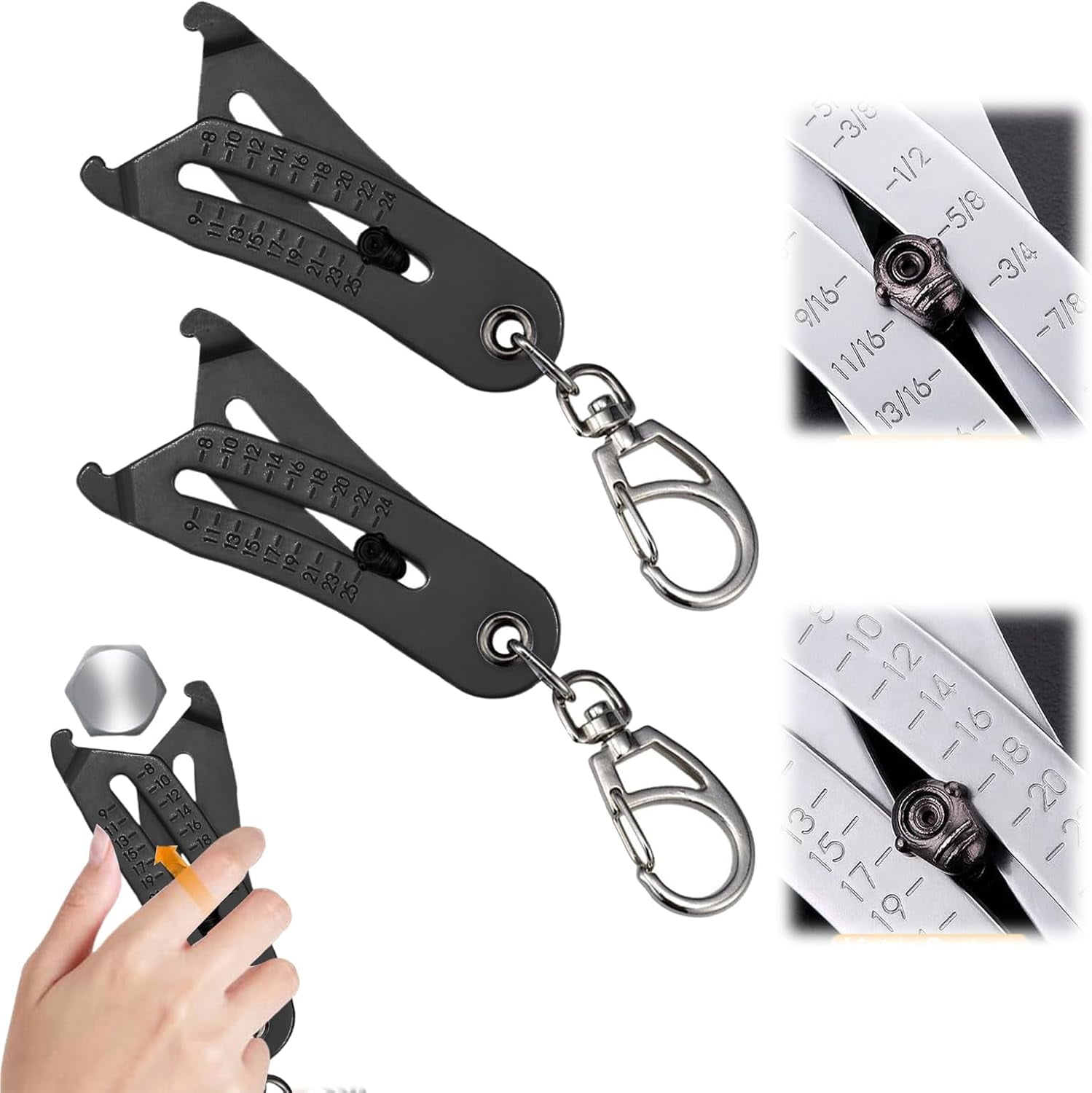 Sueriy Portable Precise Thread Size Checker Keychain, Bolt Size Finder ...