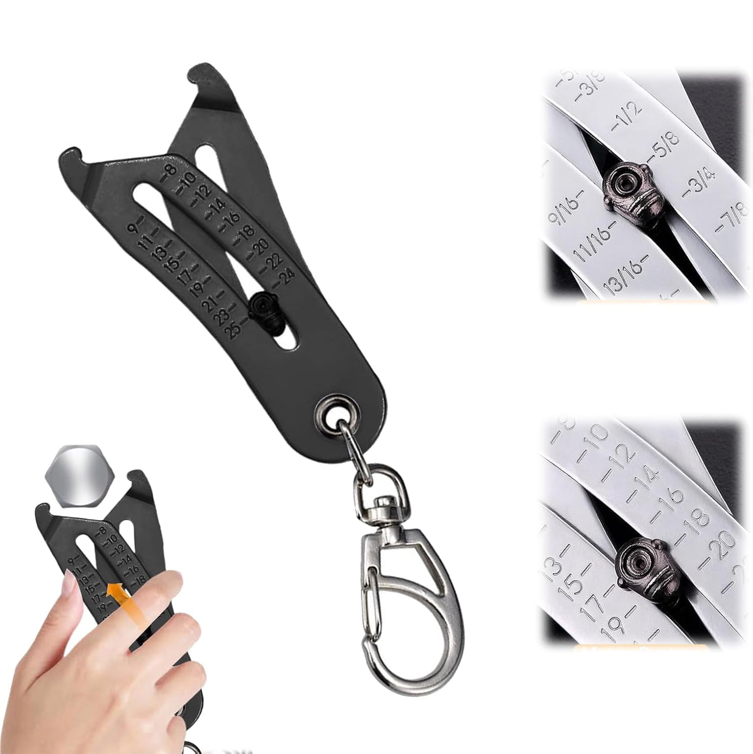 Sueriy Portable Precise Thread Size Checker Keychain, Bolt Size Finder ...