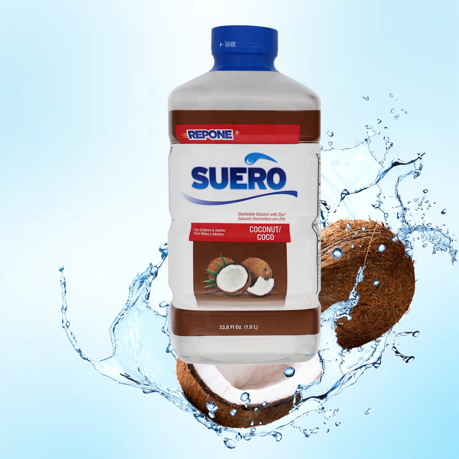 Suero Repone Electrolyte Drink, Coconut, for Children & Adults, 1 Liter ...